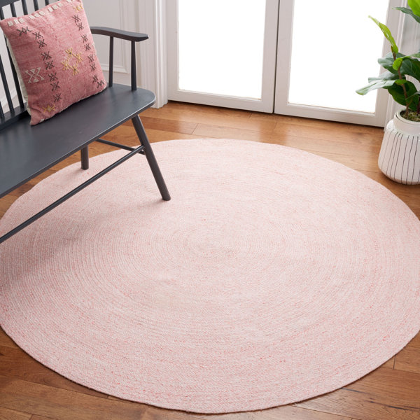 Gracie Oaks Round Rinu Hand Braided Pink Area Rug & Reviews | Wayfair