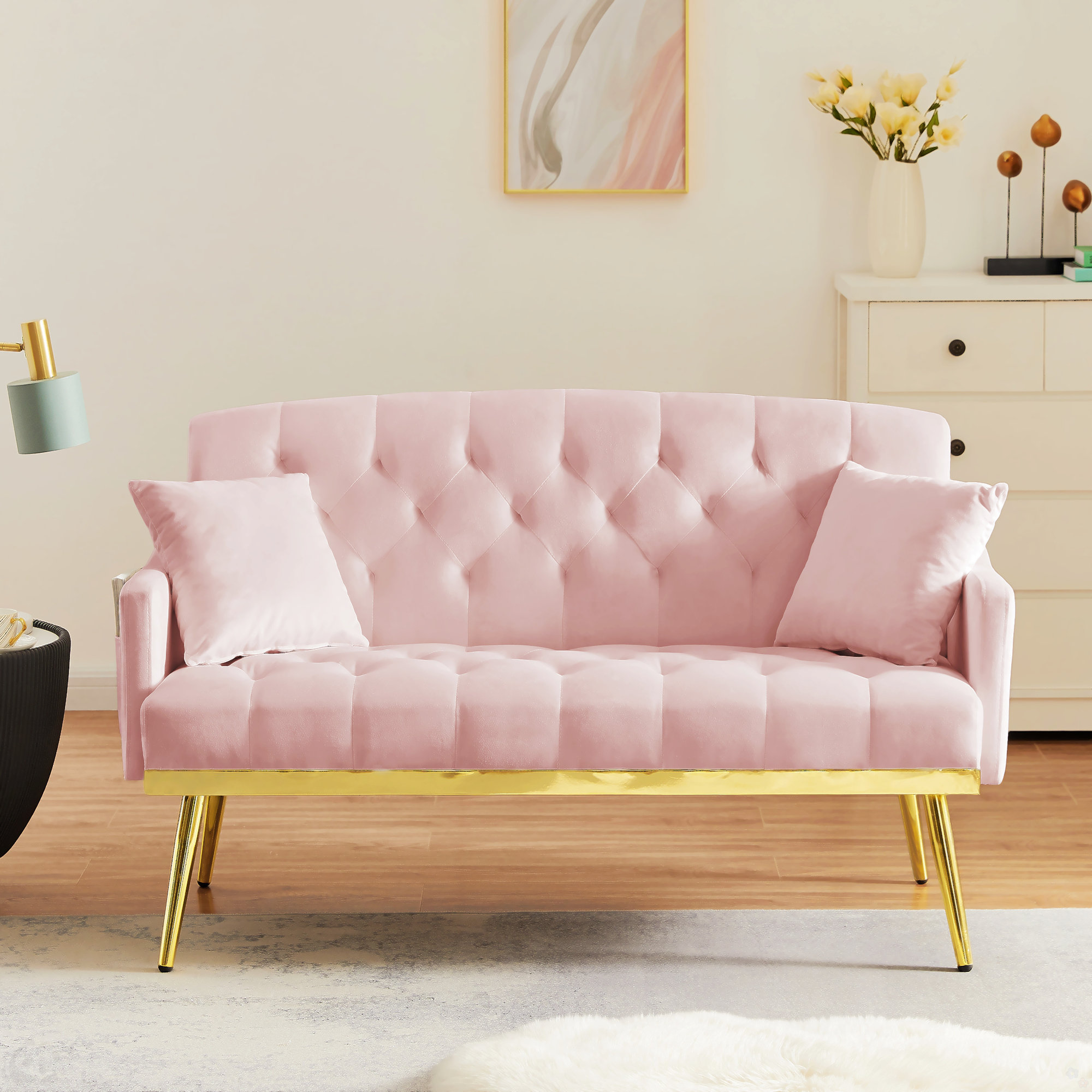 Mercer41 2 SEATER SOFA,Tufted Sofa with 2 Pillows, Accent Sofa ...