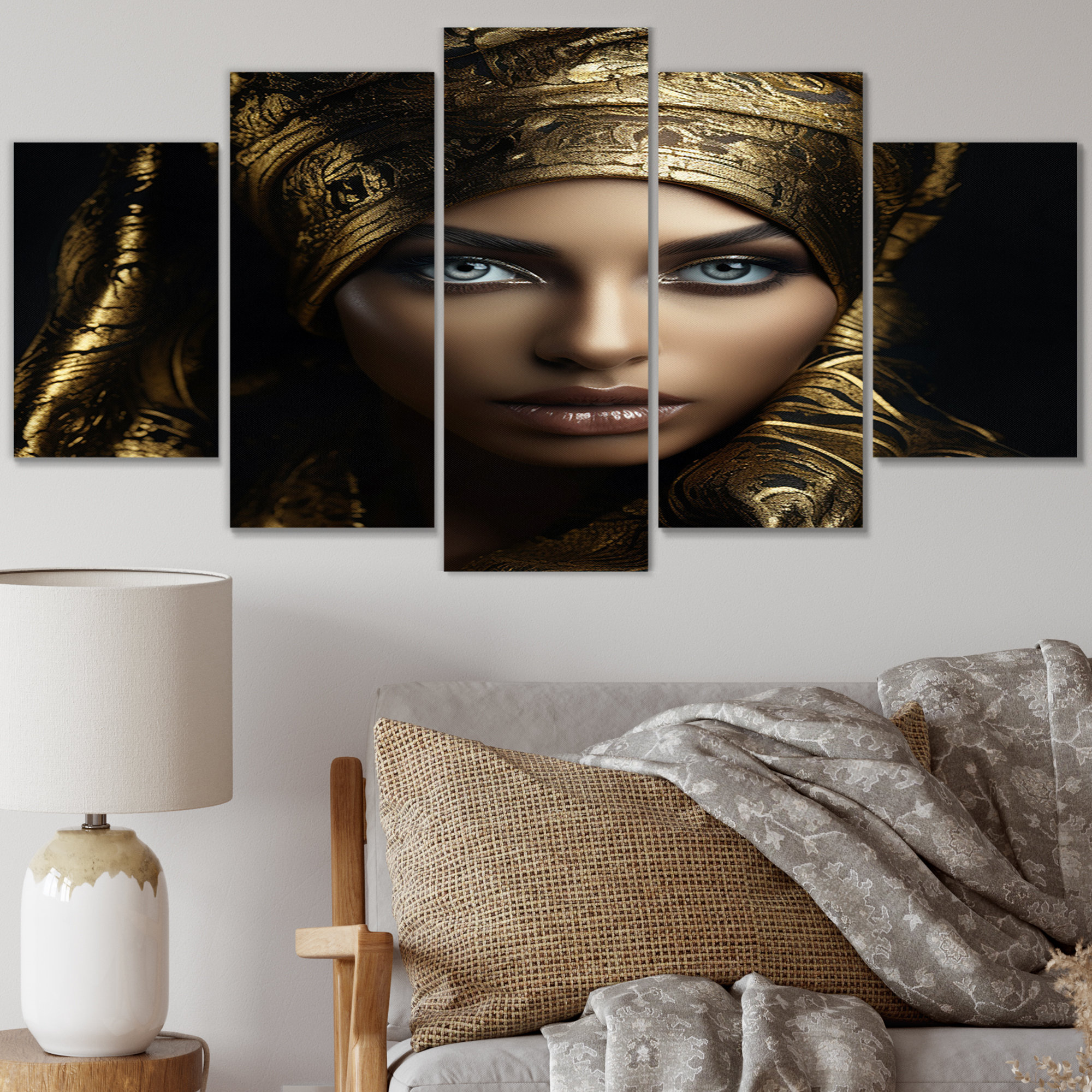 Design Art Elegant Gold Vintage Muslim Queen I - Religious Woman Canvas ...