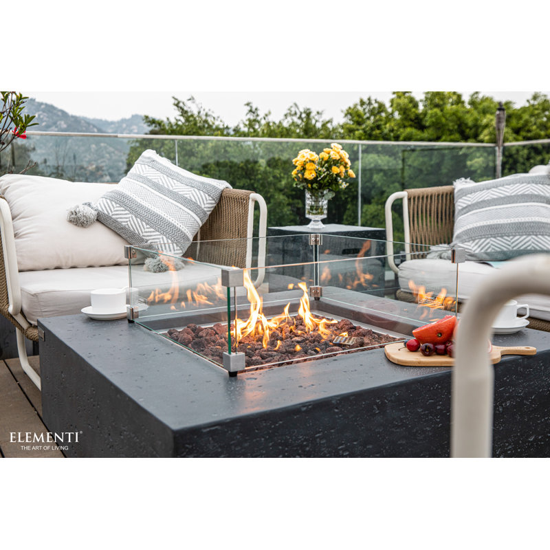 Elementi Manhattan 22" Square Fire Pit Glass Flame Guard | Wayfair