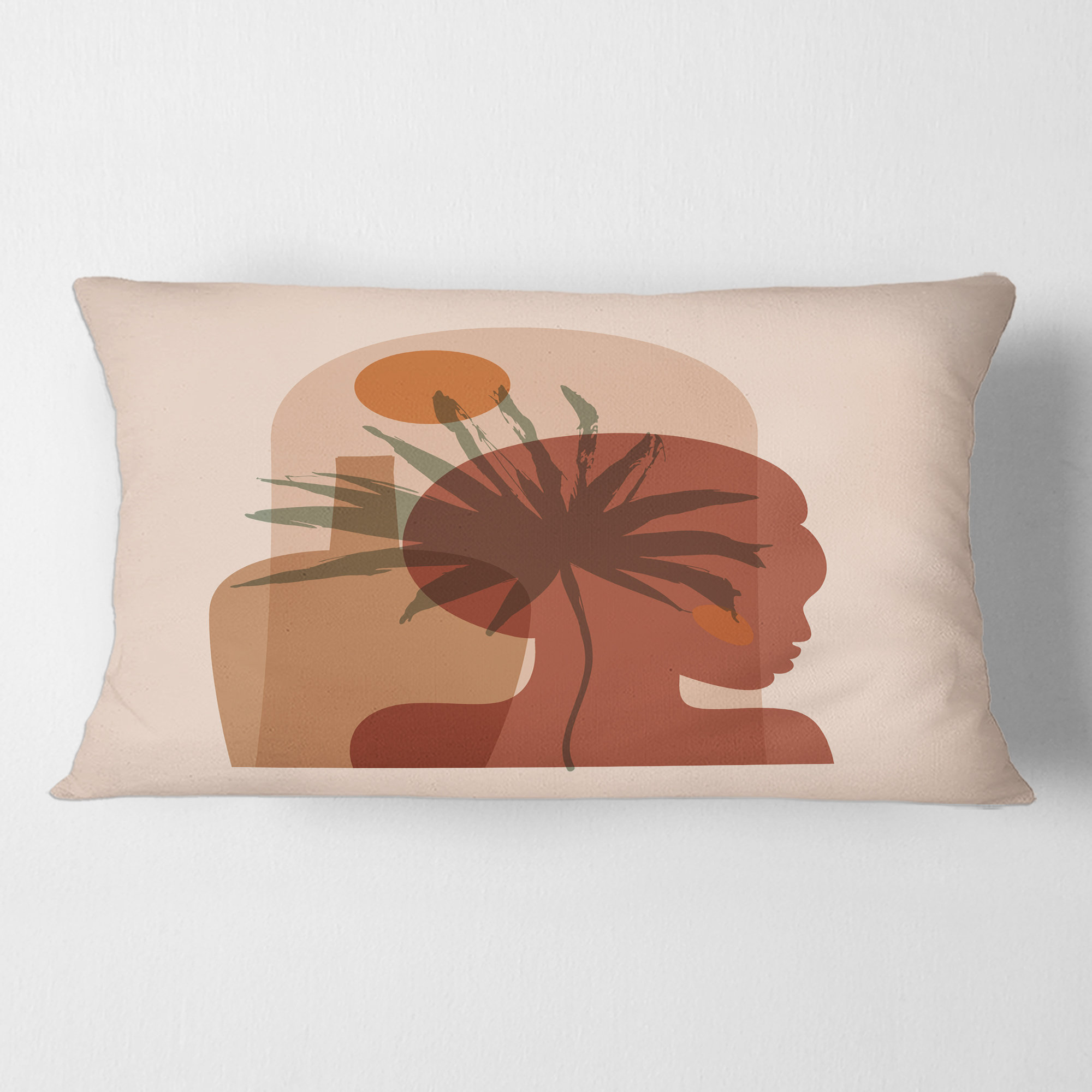 Design Art Tropical Palm Leaf and Pretty Girl Portrait Rectangular ...
