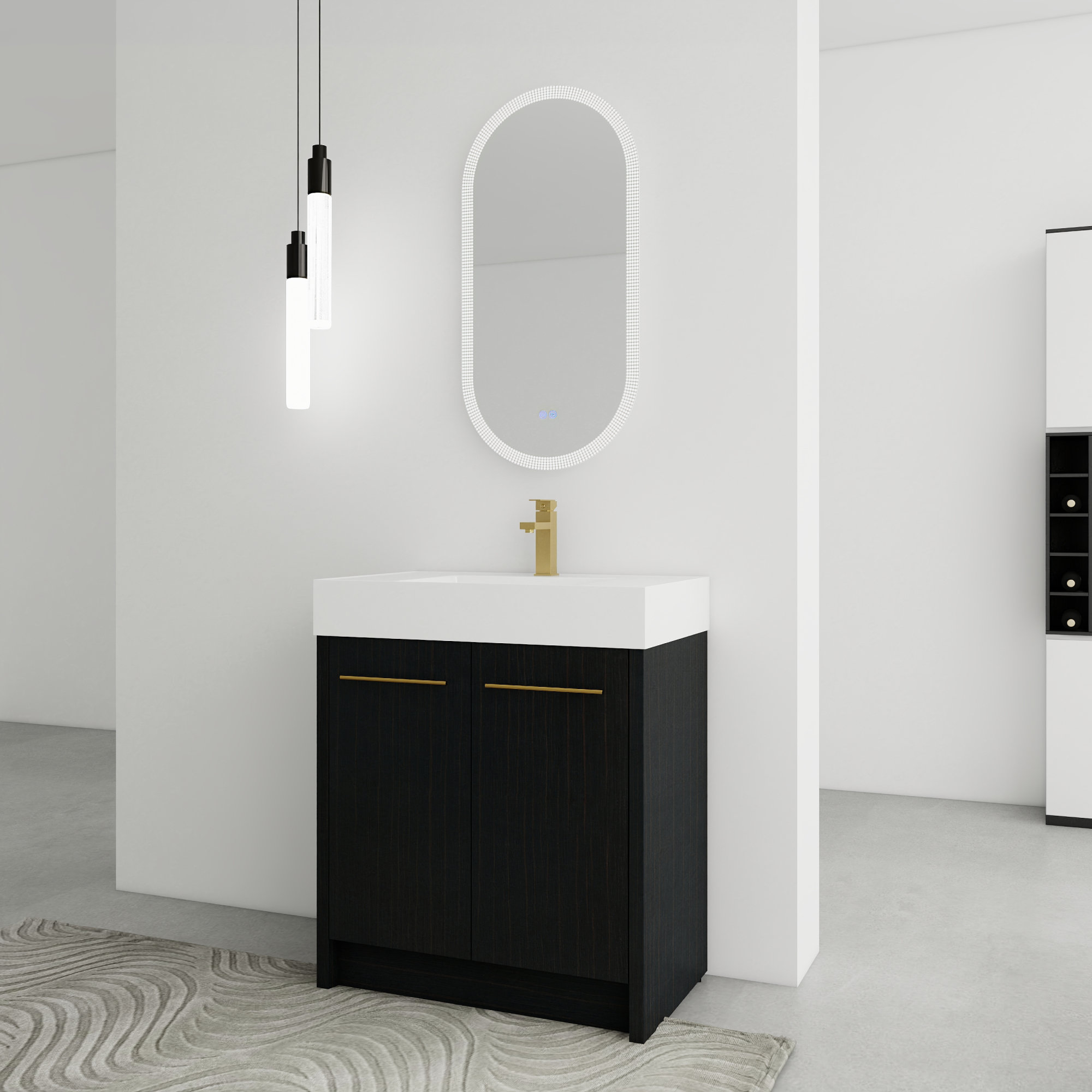 Ivy Bronx -inch freestanding bathroom vanity with resin sink, featuring ...