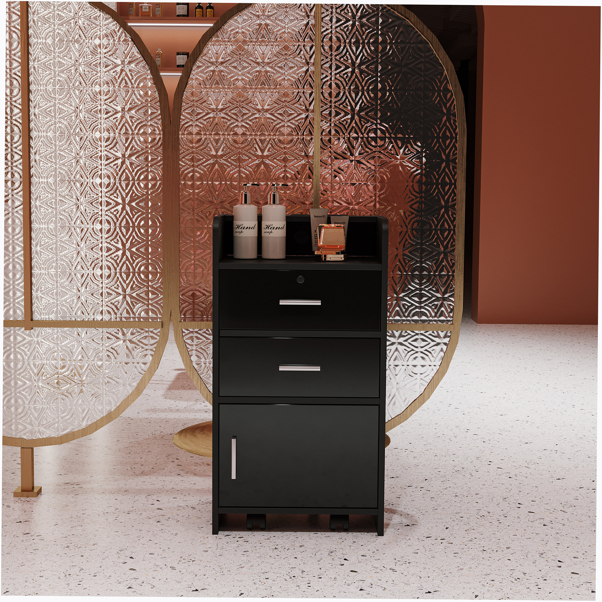 Inbox Zero Malacay Accent Cabinet,Modern Locking Beauty Salon Storage ...