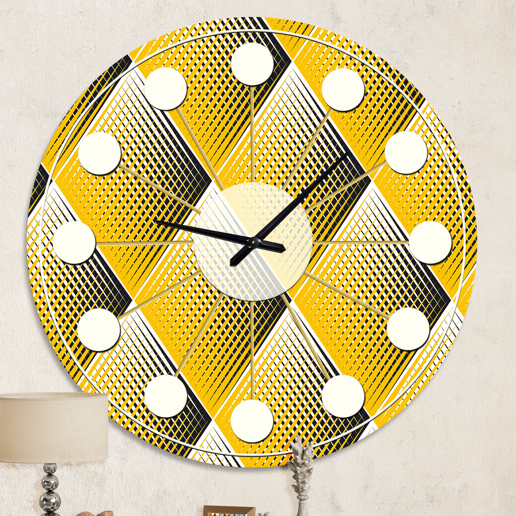 East Urban Home Rhombus Retro Geometric - Mid-Century Modern wall clock ...