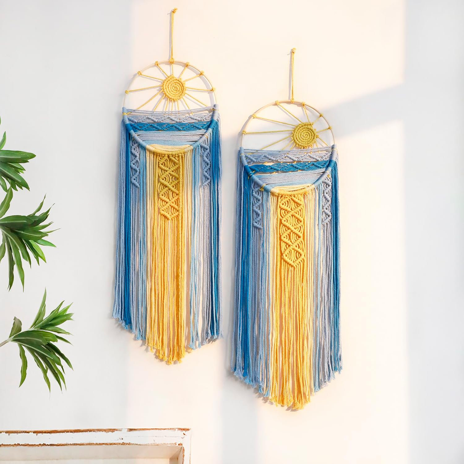 Dakota Fields 2 Pack Blue Sun Wall Decor Macrame Hanging Tapestry ...