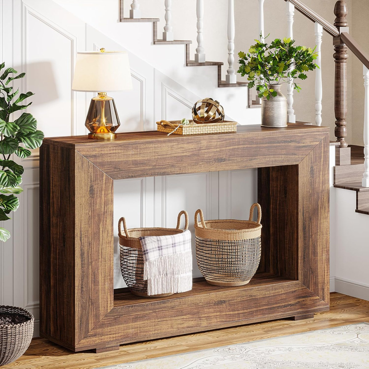 Millwood Pines 47.24''Wooden Rectangular Entryway Table,Farmhouse ...