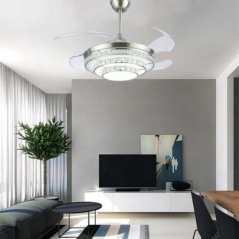 Mercer41 Silver 42 inch Crystal Ceiling Fan with Light | Wayfair