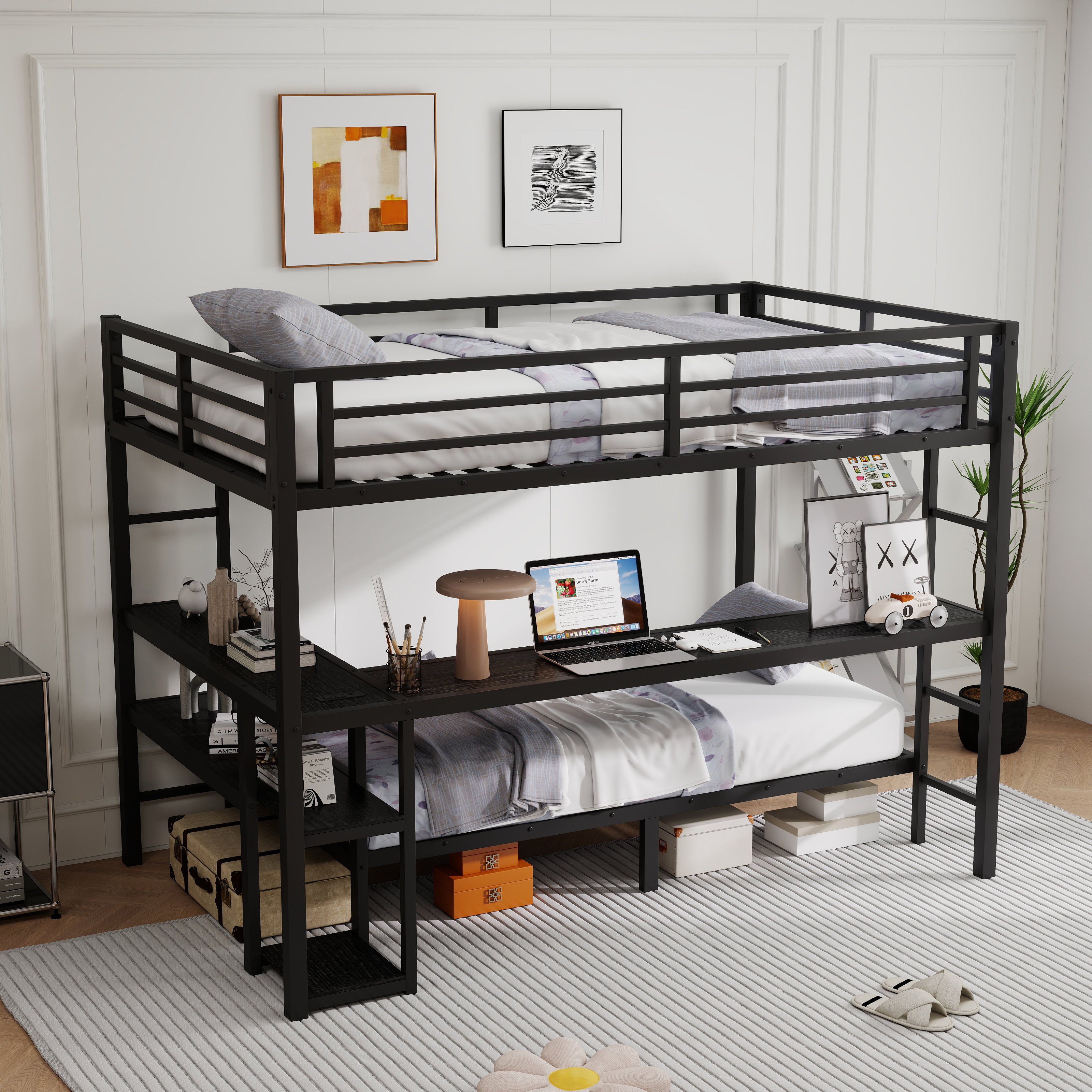 Isabelle & Max™ Metal Full Xl Bunk Bed,Twin Bunk Bed With Desk And ...