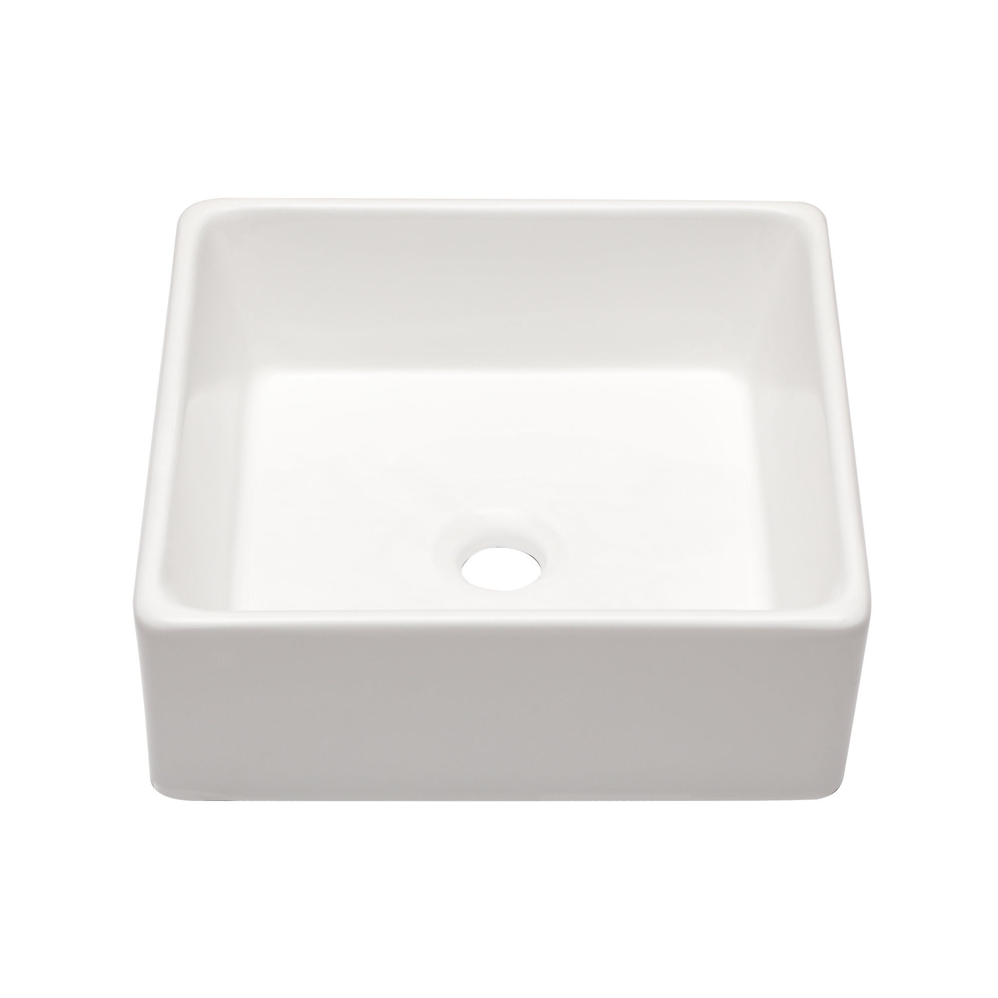 Logmey 15" L x 15" W Bathroom Vessel Sink White Ceramic Bathroom Sink ...