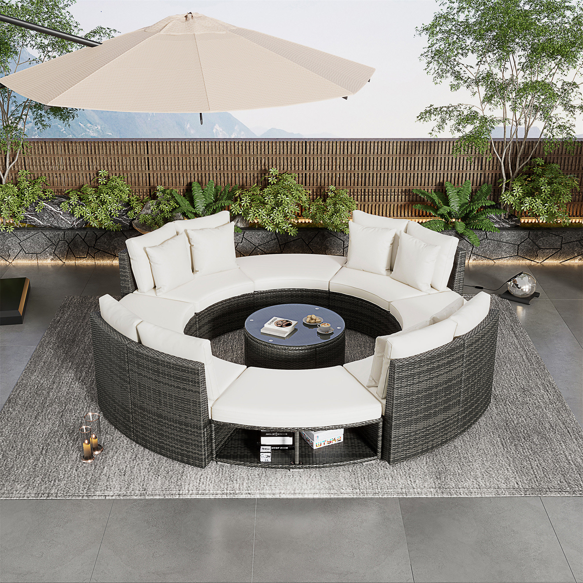Hokku Designs Outdoor Patio Furniture Luxury Circular Outdoor Sofa Set ...