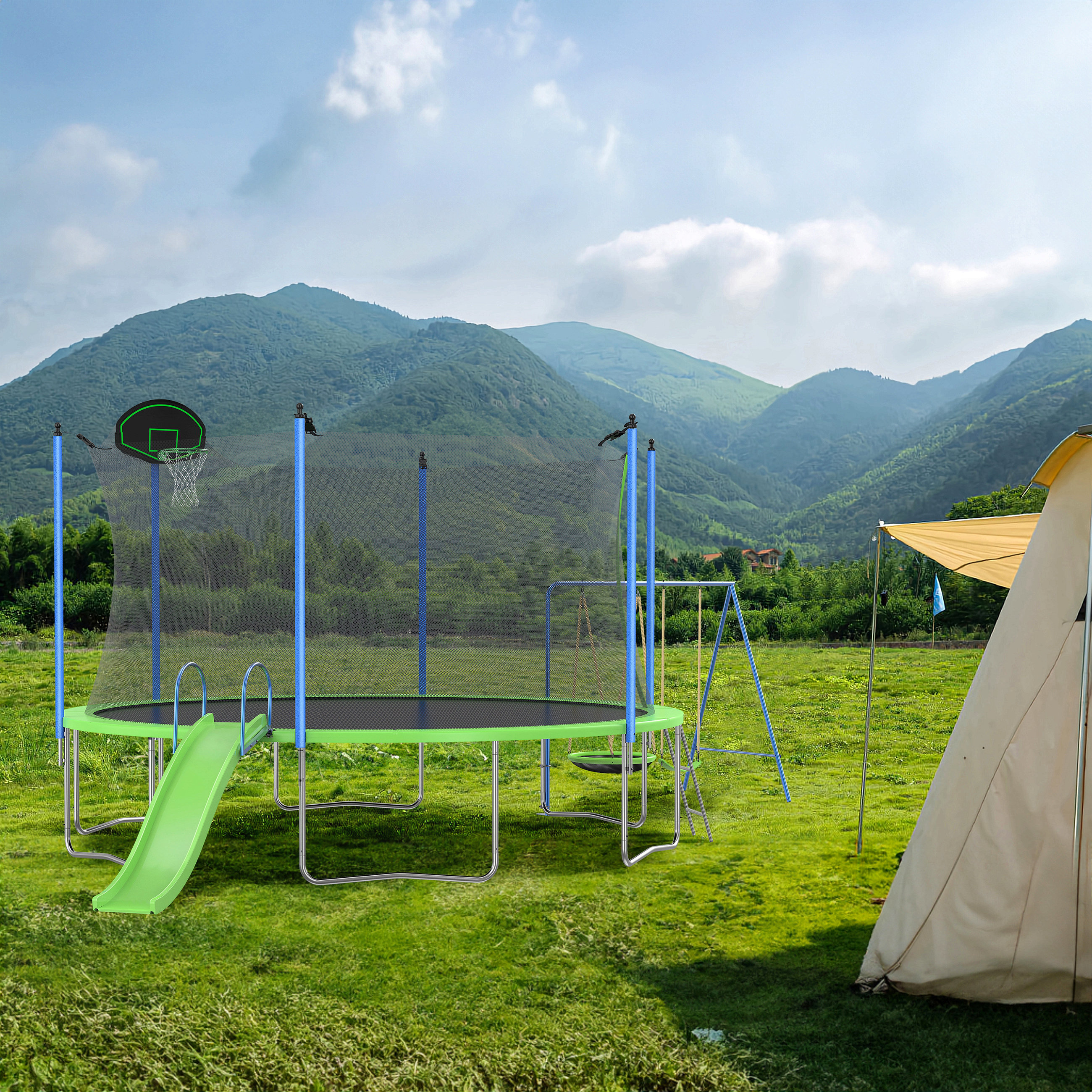 SHANRUGUOJI Trampoline With Slide And Swings, Astm Approved Large ...