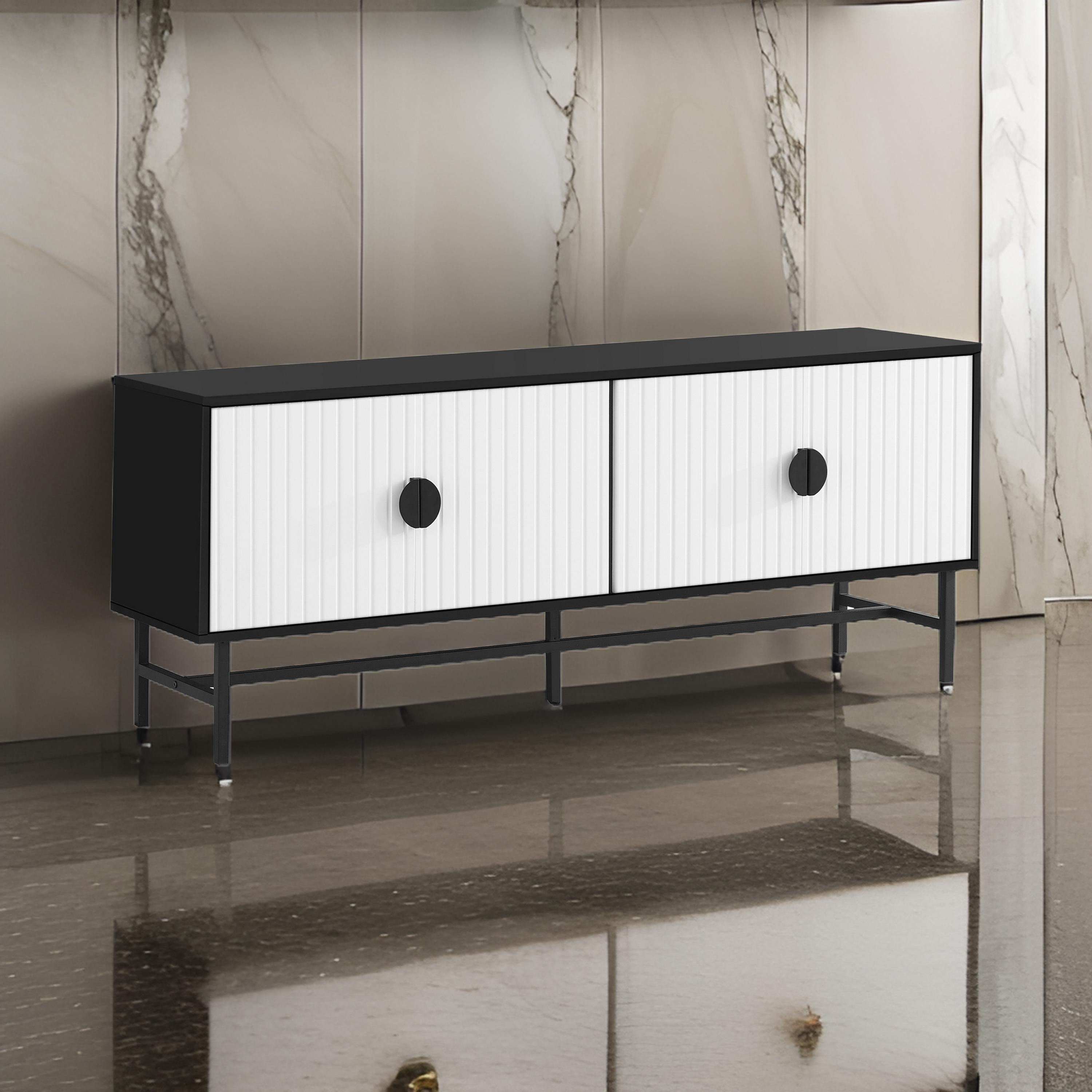 Benjara Savi TV Entertainment Media Console, 60 Inch, 2 Cabinets ...