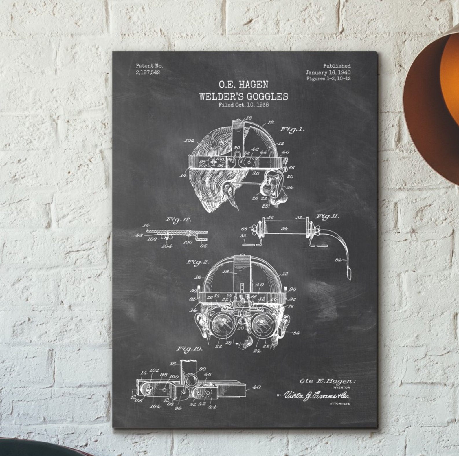 Williston Forge 'Welding Goggles Blueprint Patent Chalkboard' Print on ...