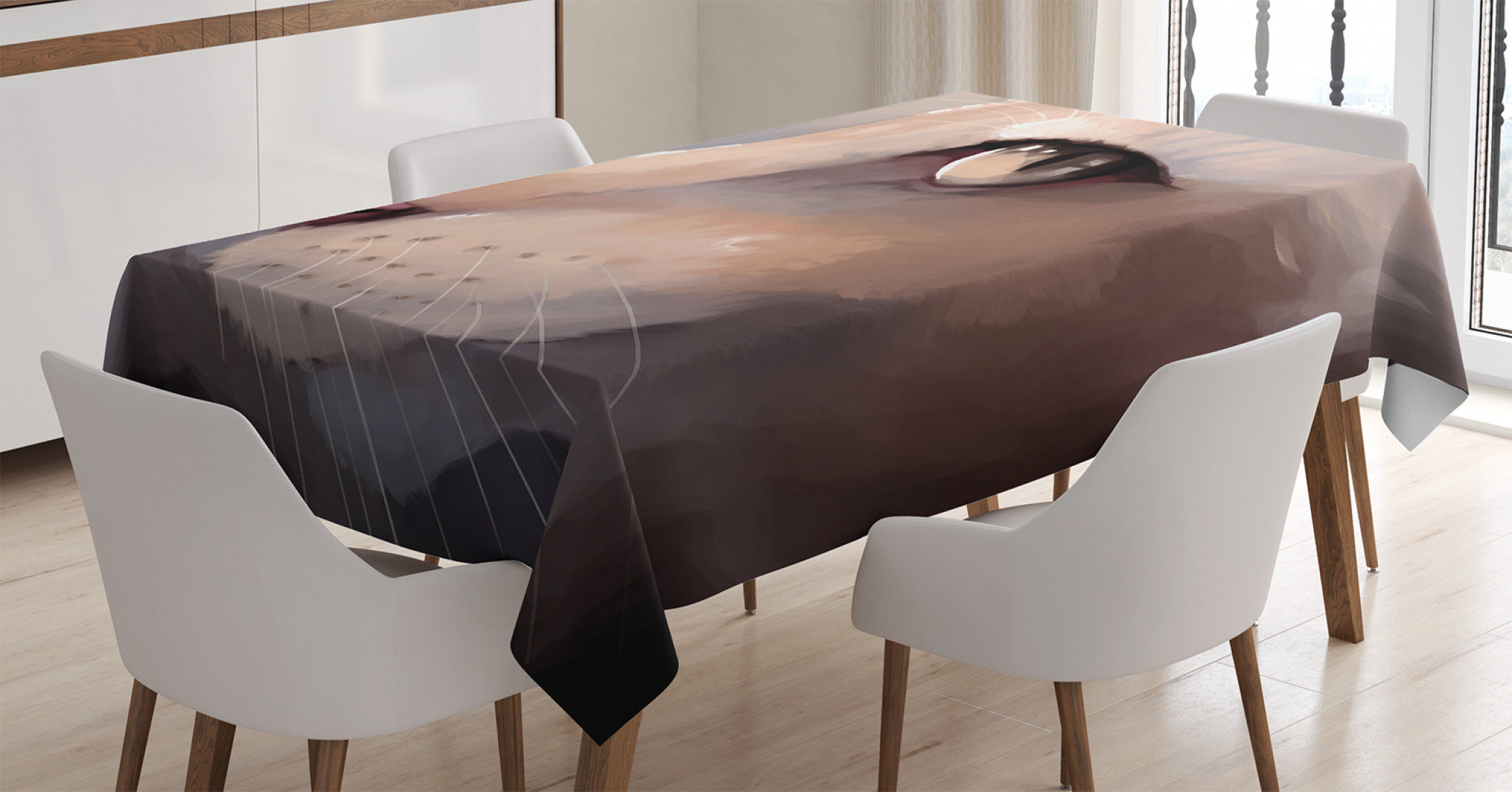 East Urban Home Ambesonne Cat Tablecloth, Illustration Cat Portrait ...