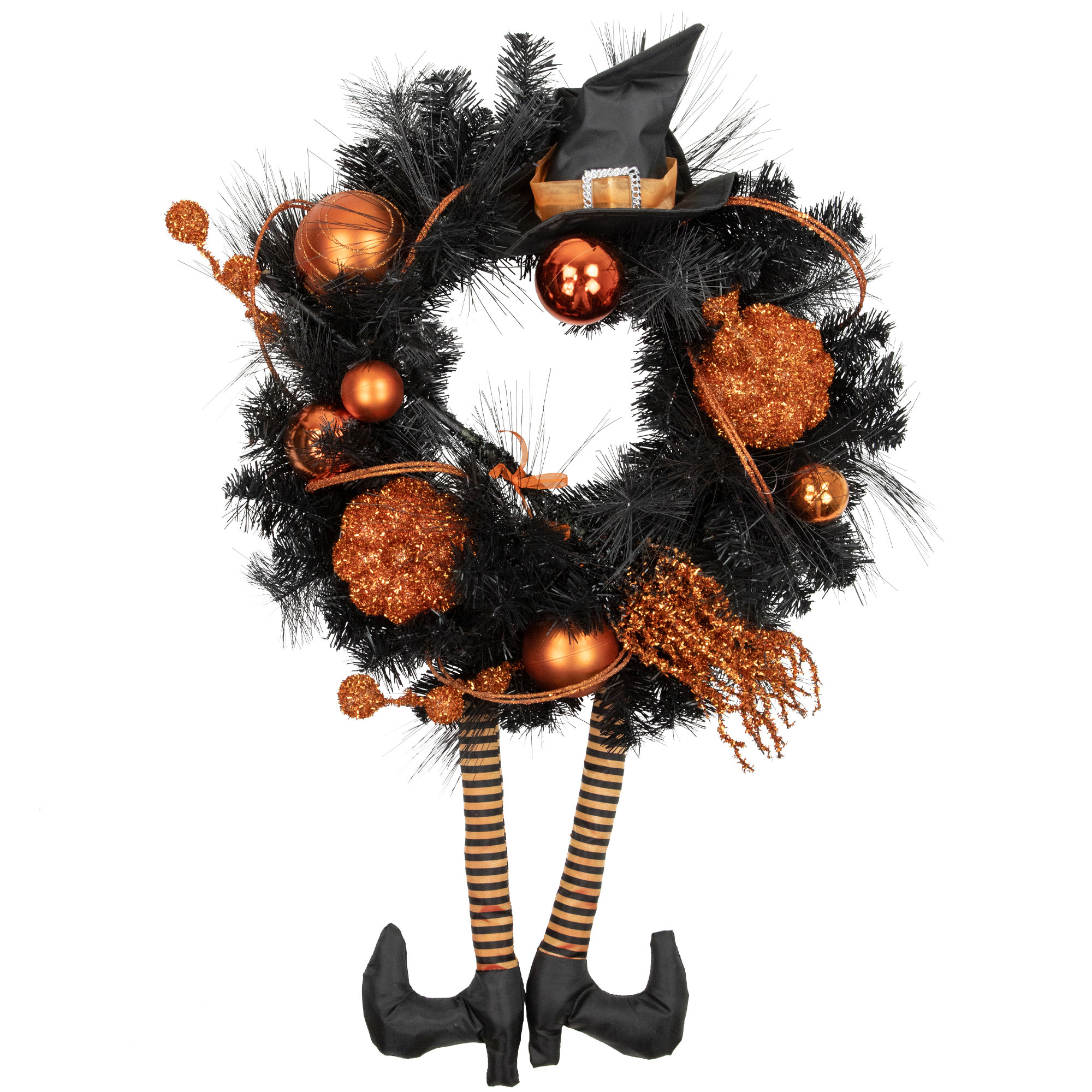 Northlight Seasonal Orange and Black Witch and Pumpkins Halloween ...