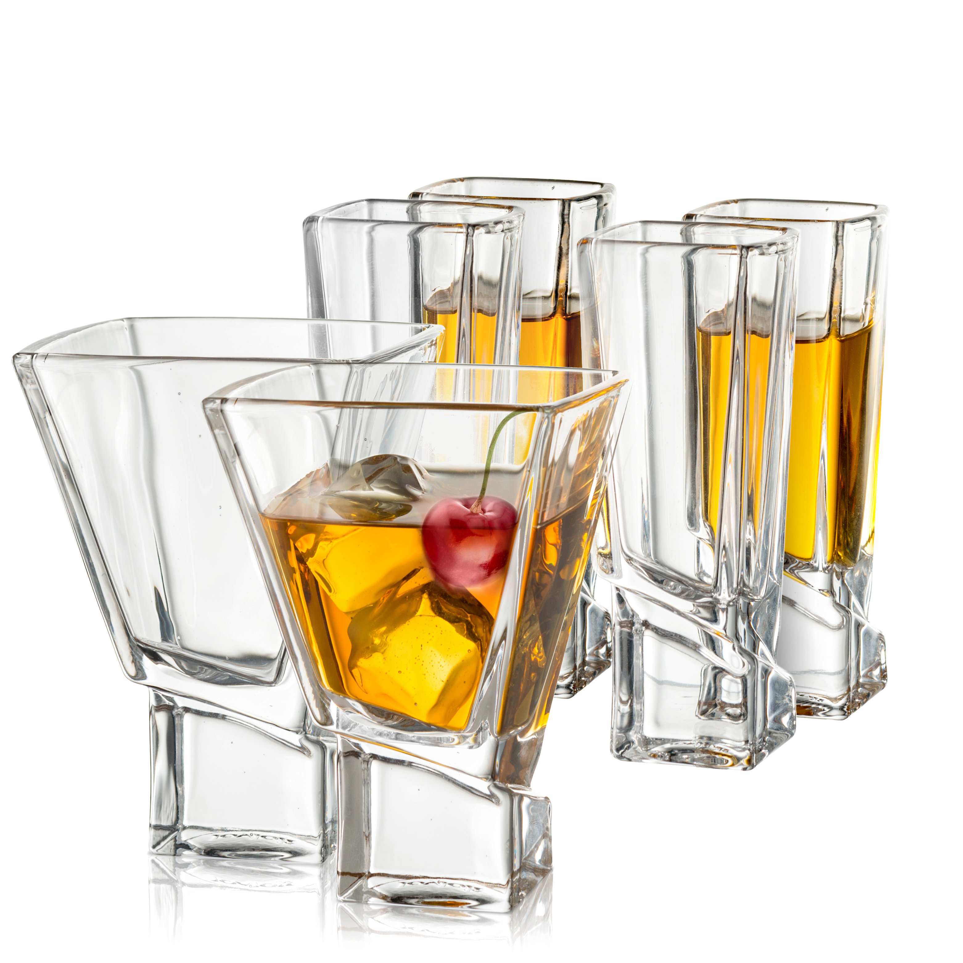 JoyJolt Carre 6 - Piece 8oz. Glass Assorted Glassware Set & Reviews ...