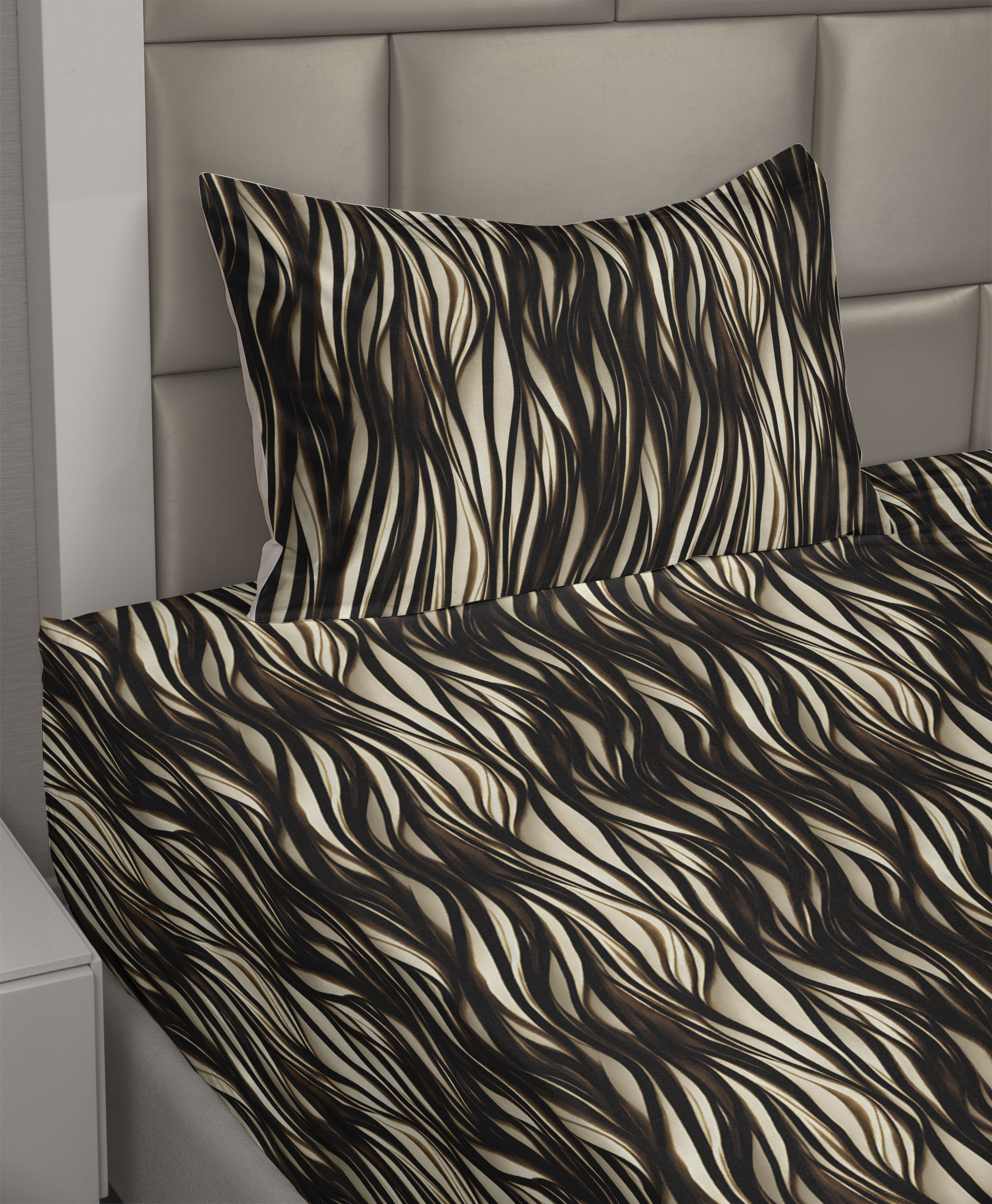 Ambesonne Exotic Sheet Set Animal Print Like Stripes Dark Brown and ...