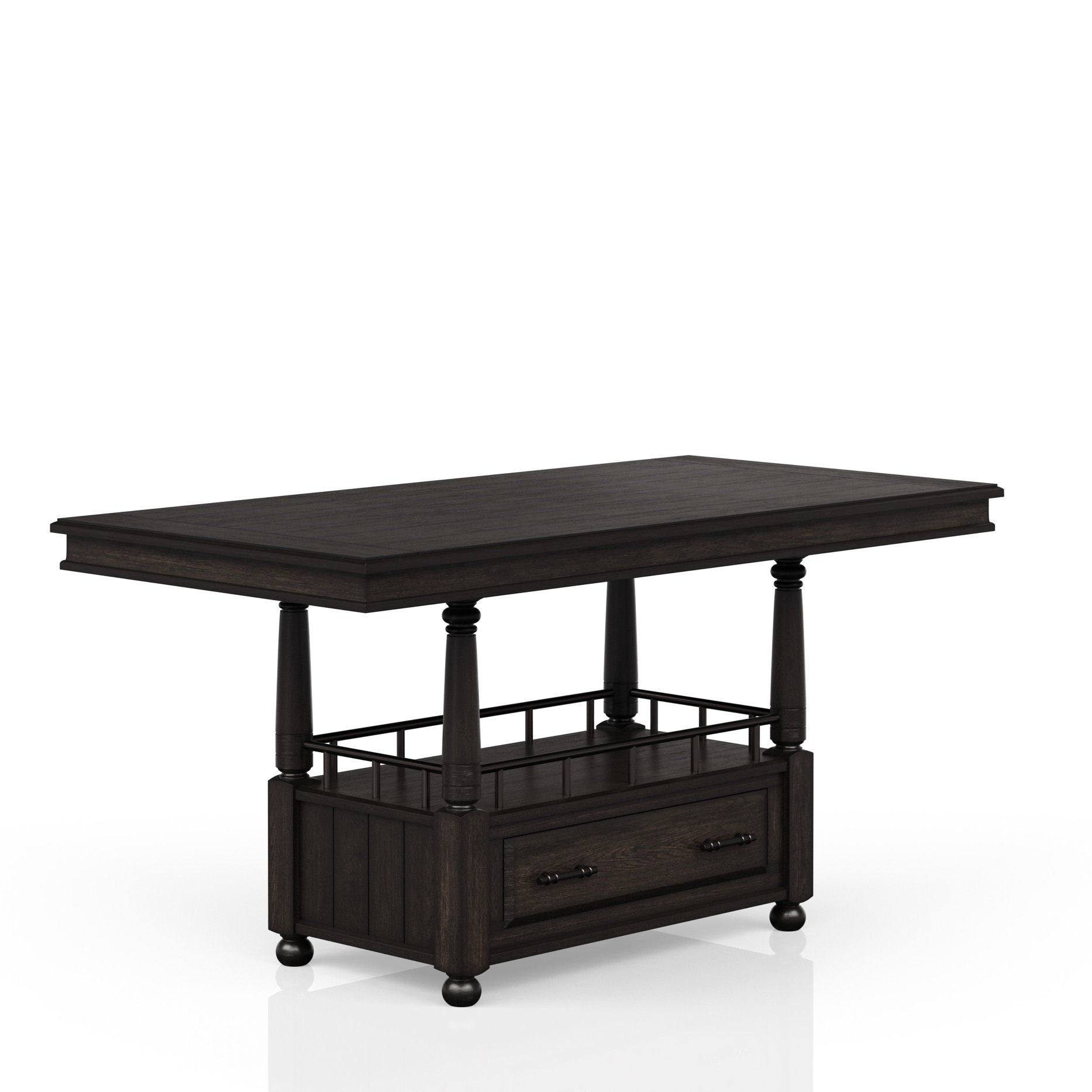 Canora Grey Counter Height Dining Table In Deep Coffee Hue With Wood ...