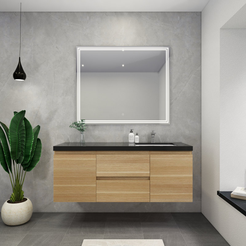 Ivy Bronx Castin 60" Wall-Mounted Single Right Sink Bathroom Vanity Set ...