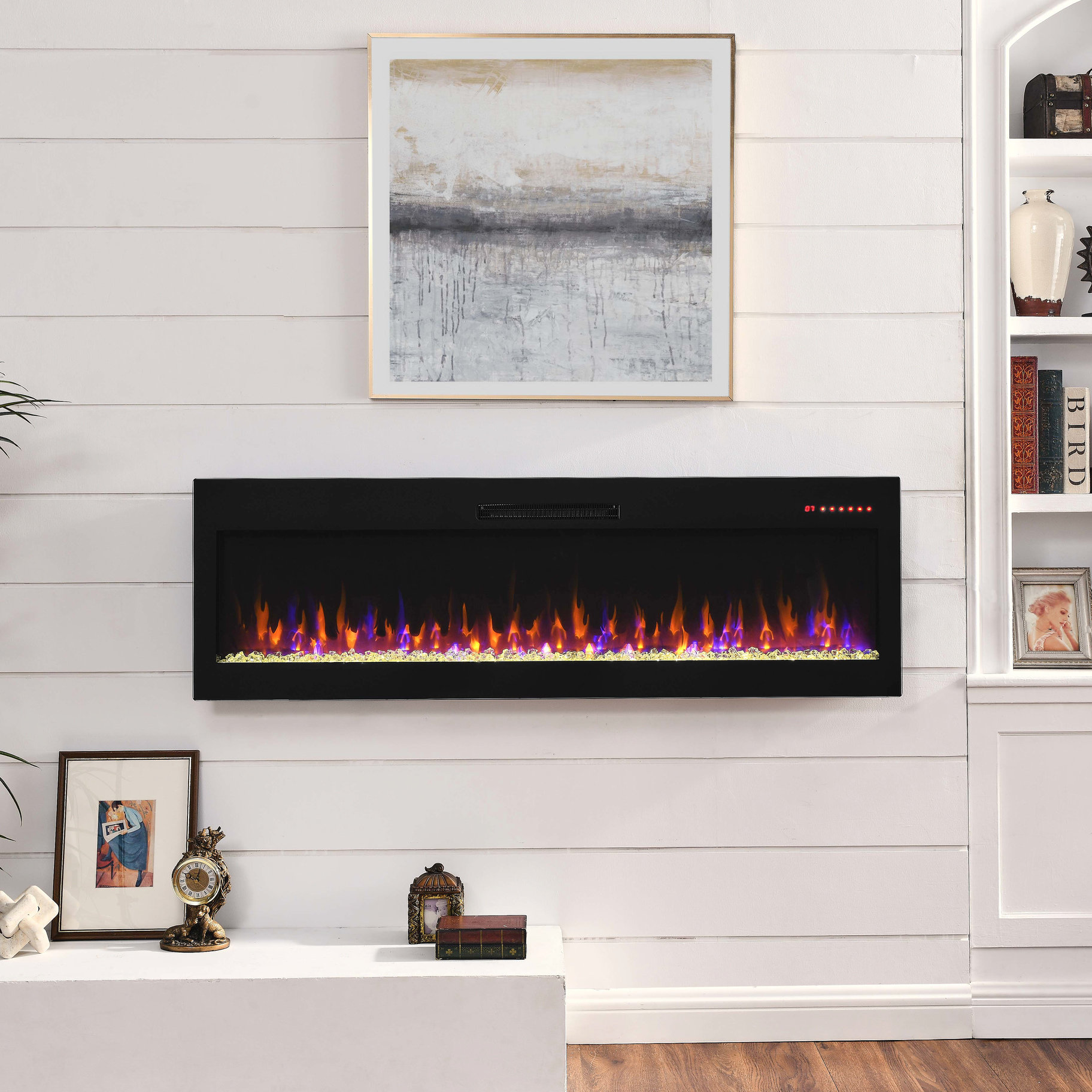 Symple Stuff 60" Electric Fireplace - 1400W Heat, 5 Settings Of Flame ...
