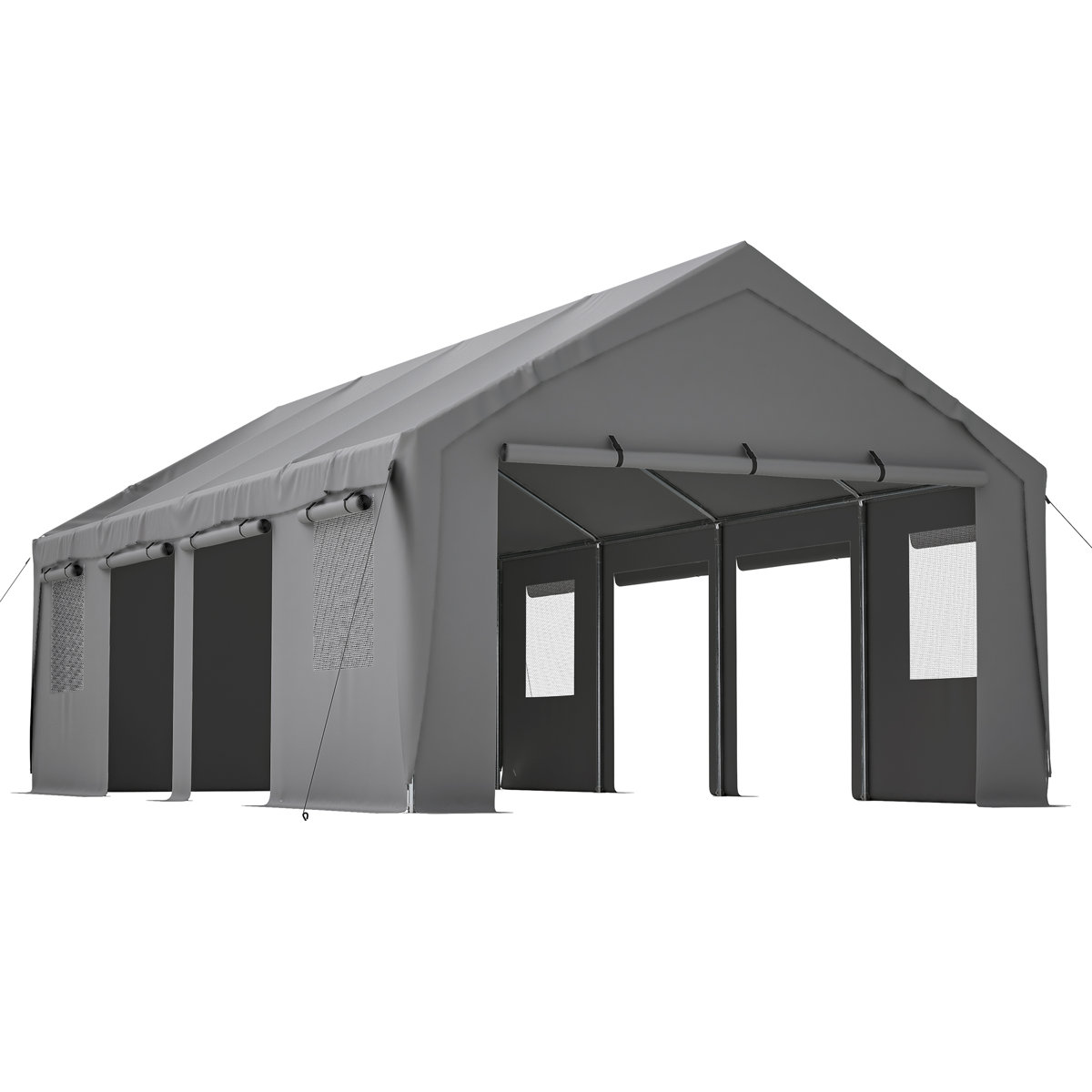 Thanaddo 13 Ft. W x 25 Ft. D Carport Galvanized Steel Portable Garage ...