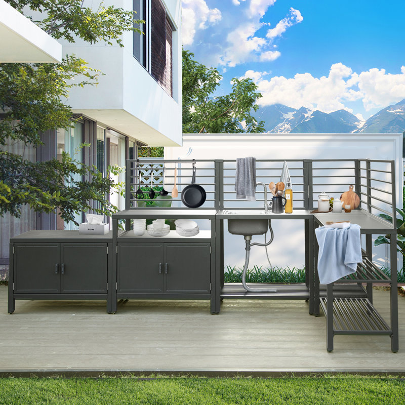 domi outdoor living Domi Louvered 130.7'' W 2 Modular Outdoor Kitchen ...