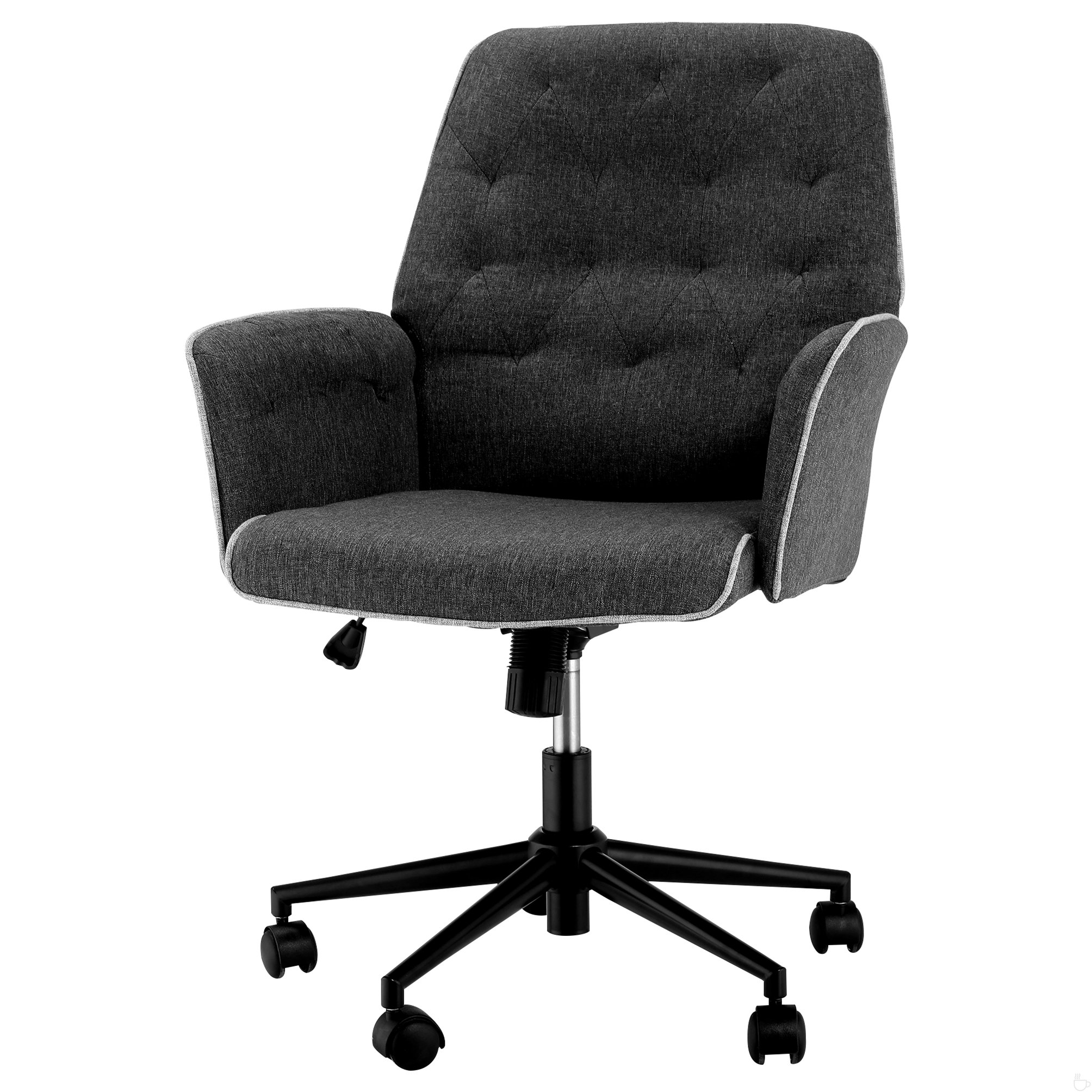 Latitude Run® HOMCOM Linen Home Office Chair, Tufted Height Adjustable ...