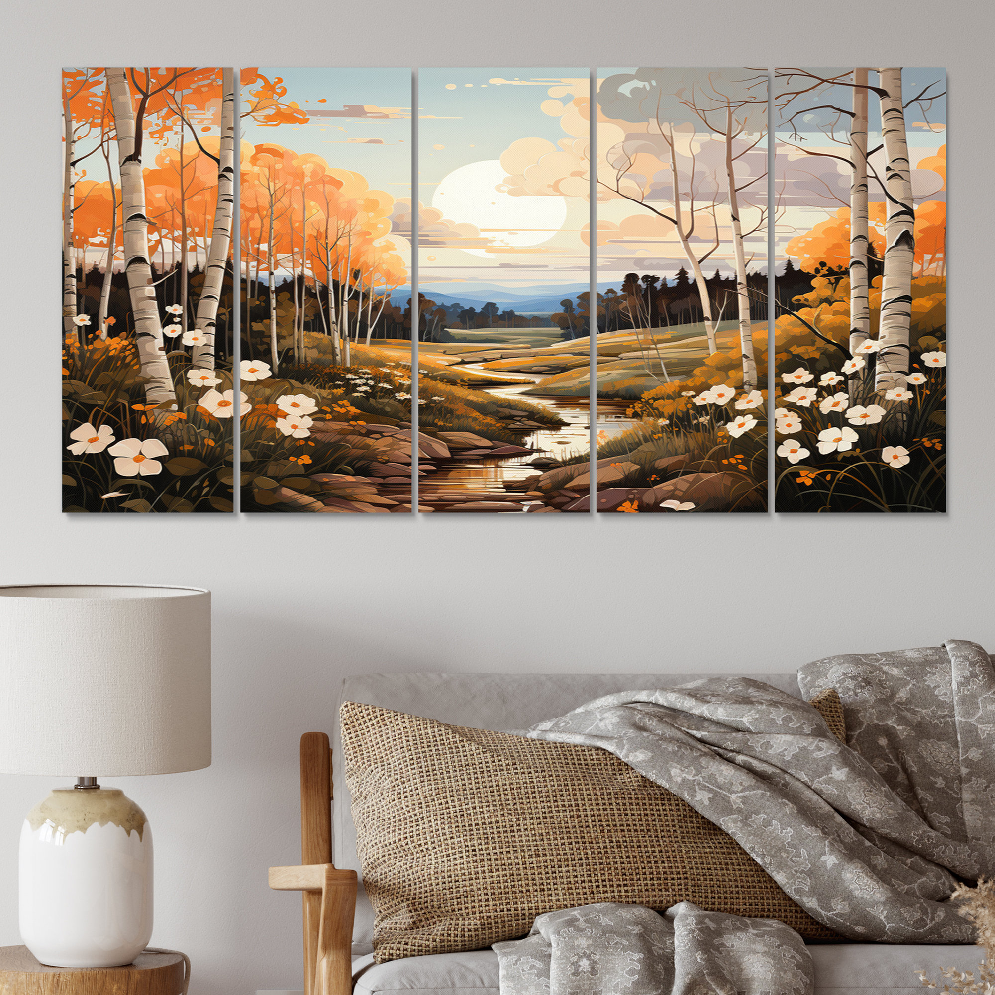Design Art Birch Woods Autumn Whispers II - Tree Birch Metal Art Print ...