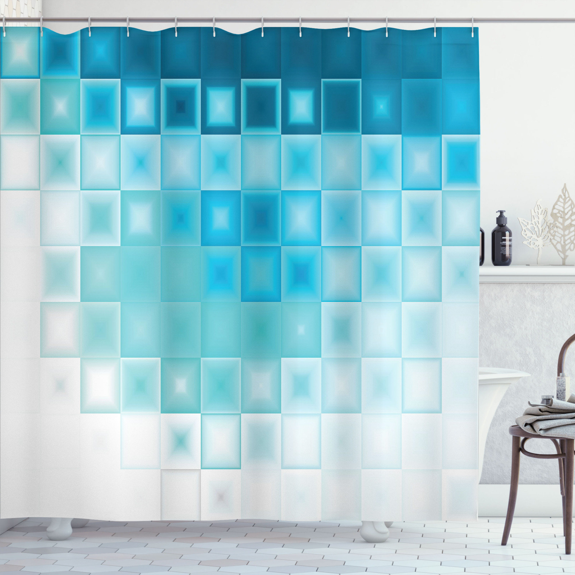 Ebern Designs Hettie Fractal Square Shapes Single Shower Curtain ...