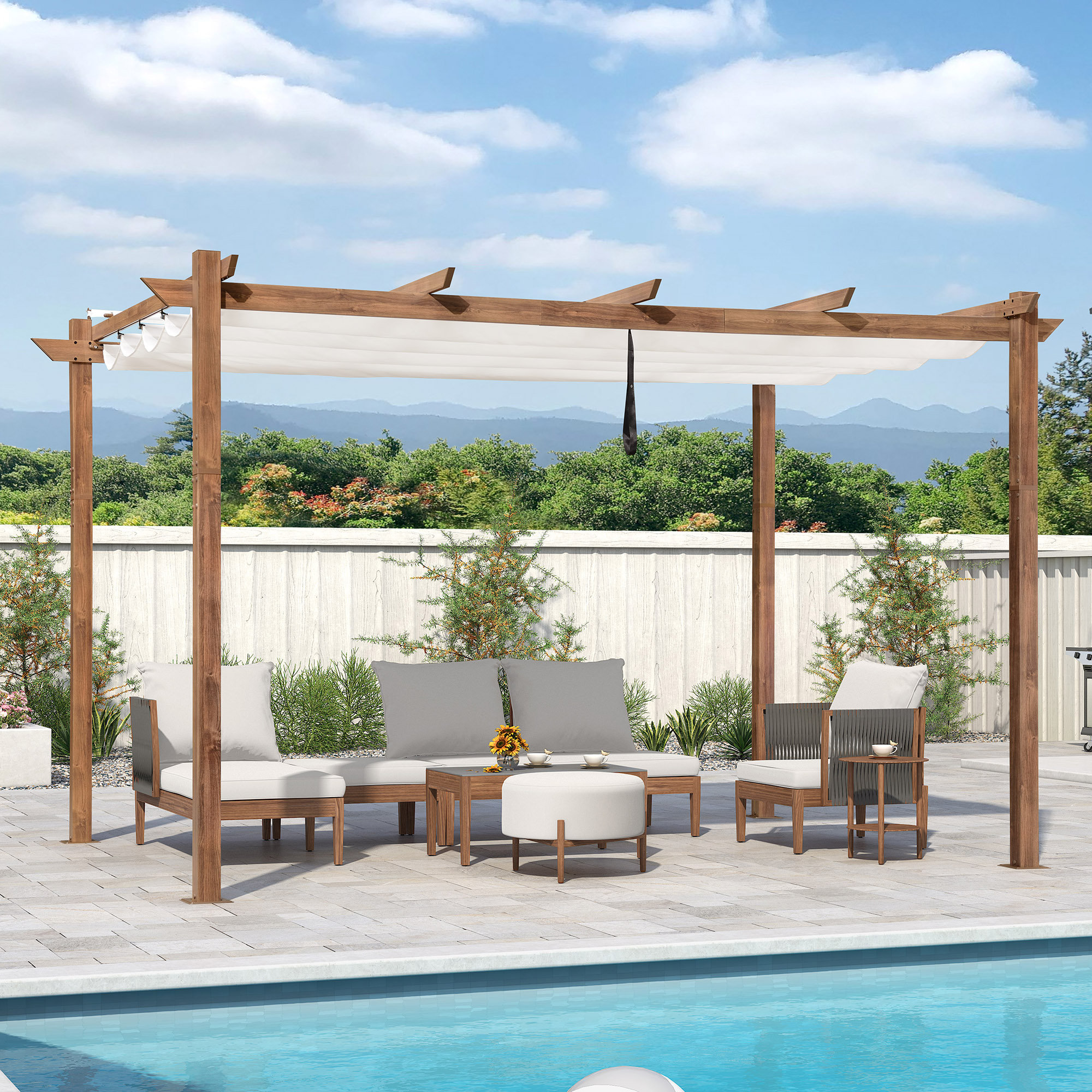 Purple Leaf 13 Ft. W x 10 Ft. D Aluminum Pergola with Canopy | Wayfair