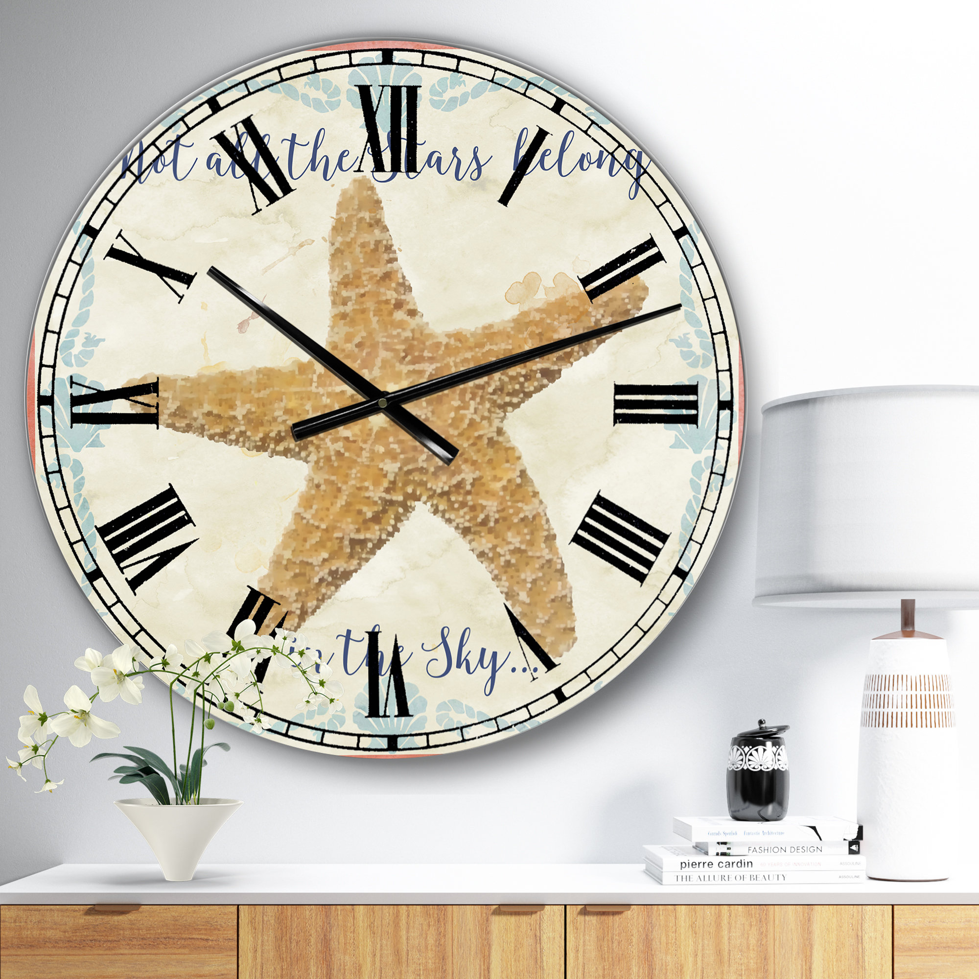 East Urban Home Sea Shells-C - Large Nautical & Coastal Wall Clock ...