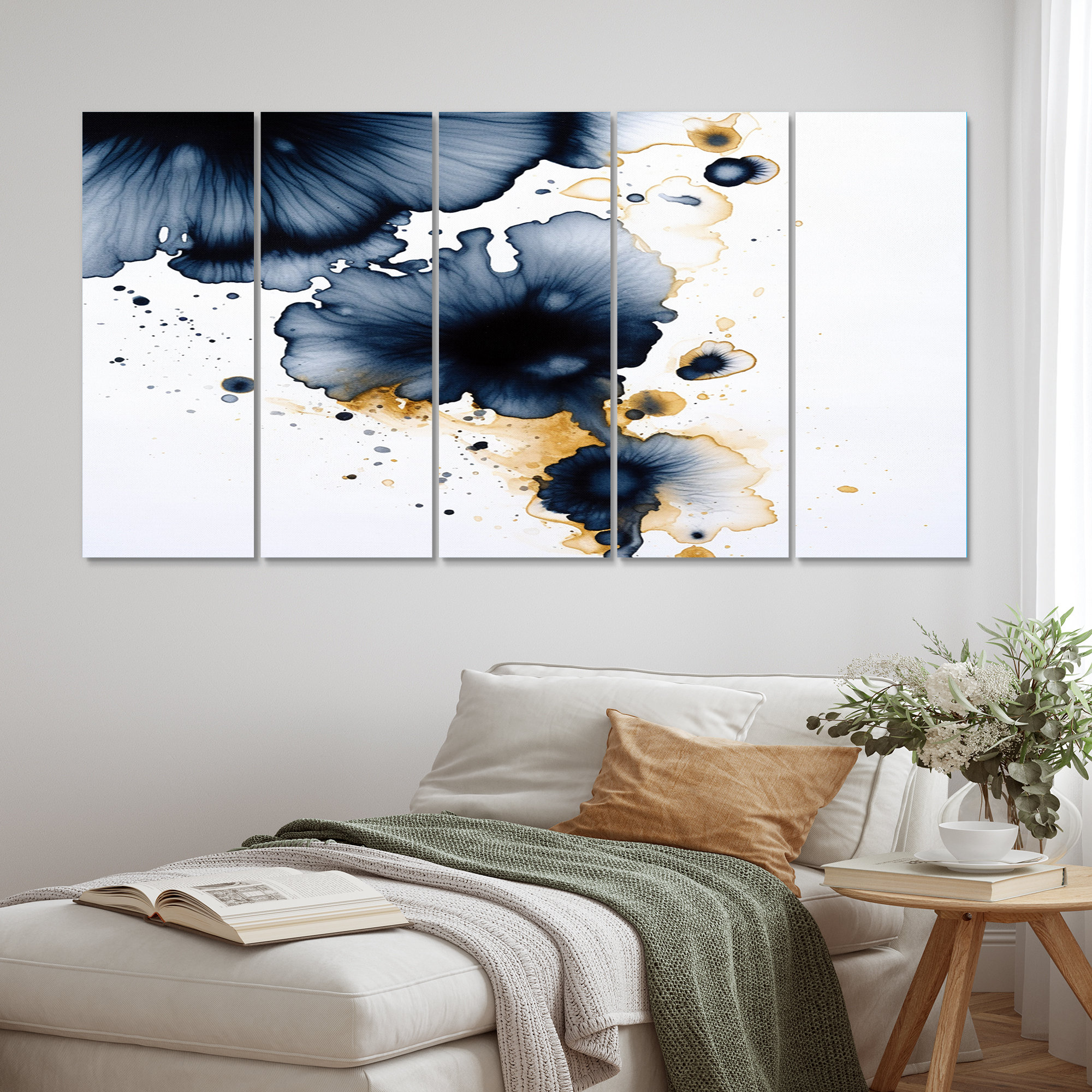 Wrought Studio™ Crossroads Of Blue Grooves Abstract Ink Gold I ...