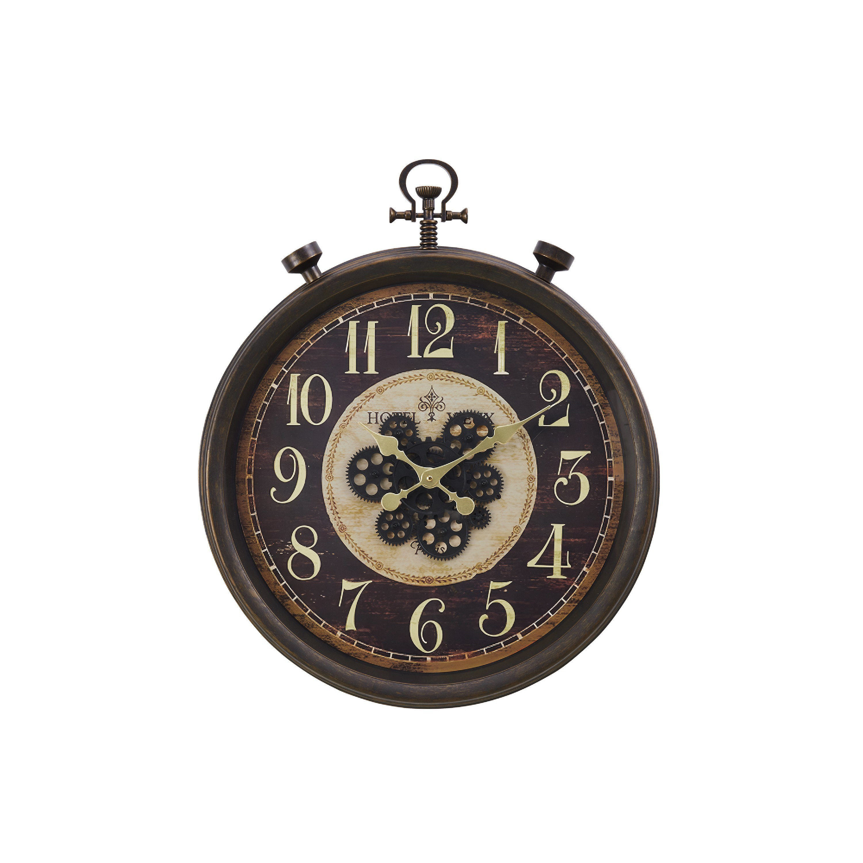 Benjara Wily Round Wall Clock, 24 Inch, Moving Gear Mechanism - Wayfair ...