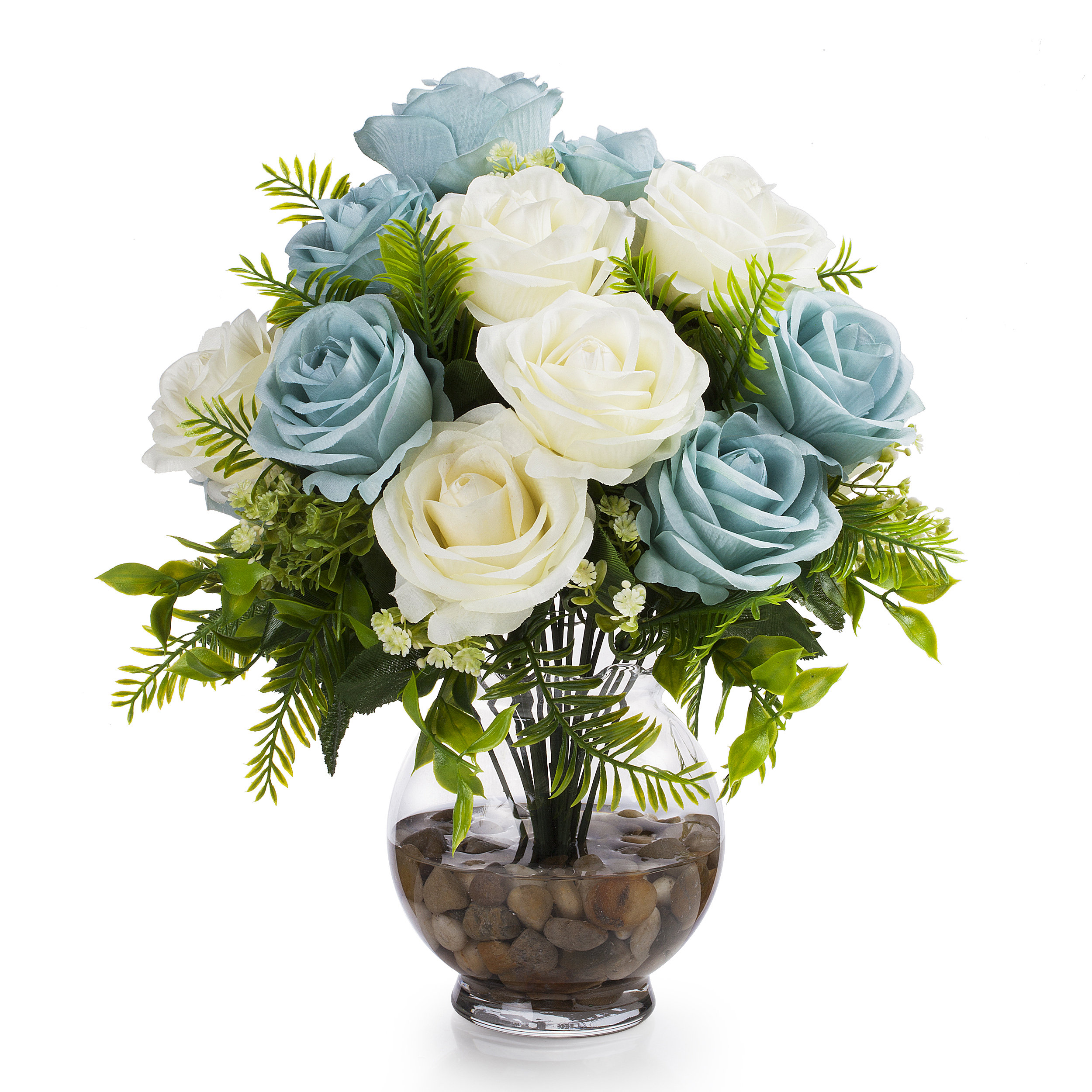 Rosdorf Park 18 Heads Silk Roses Floral Arrangements in Vase & Reviews ...