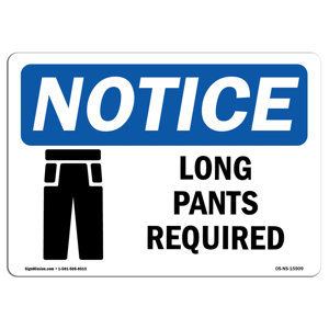 SignMission Long Pants Required Sign | Wayfair