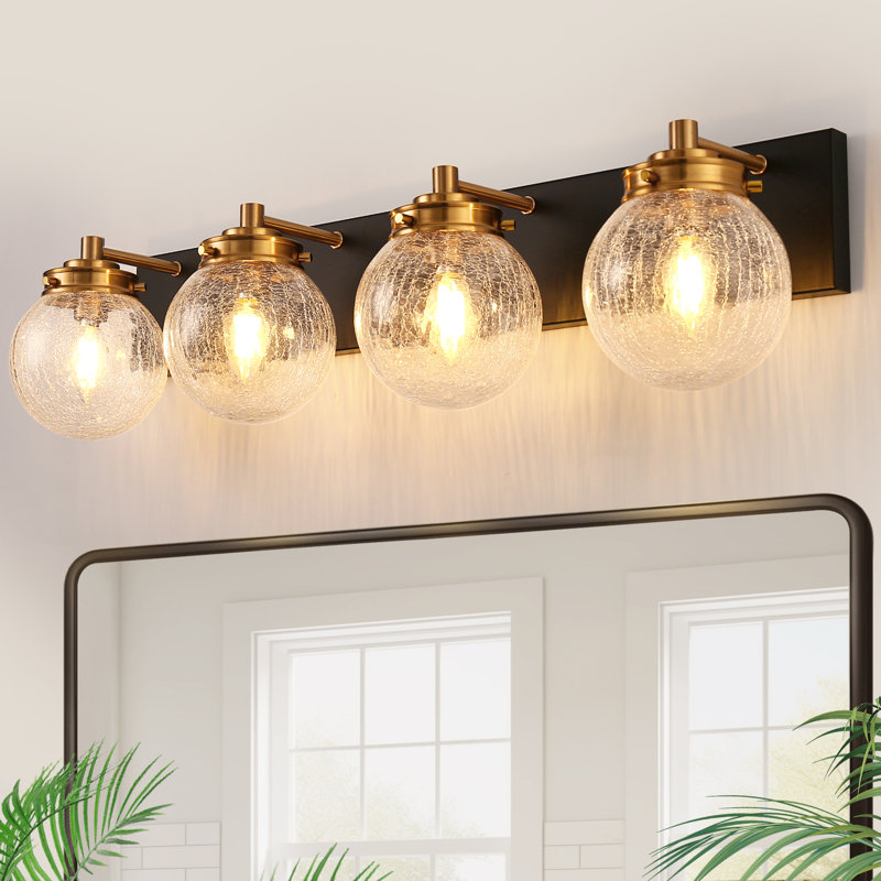 Ebern Designs Modern Sphere Crackle Glass Vanity Light | Wayfair