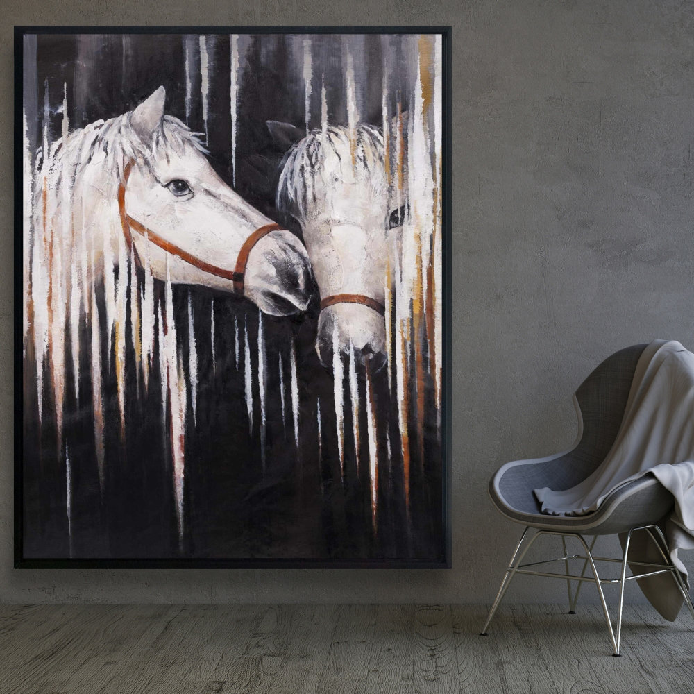 Begin Edition International Inc. " Two White Horses Kissing " on Canvas ...