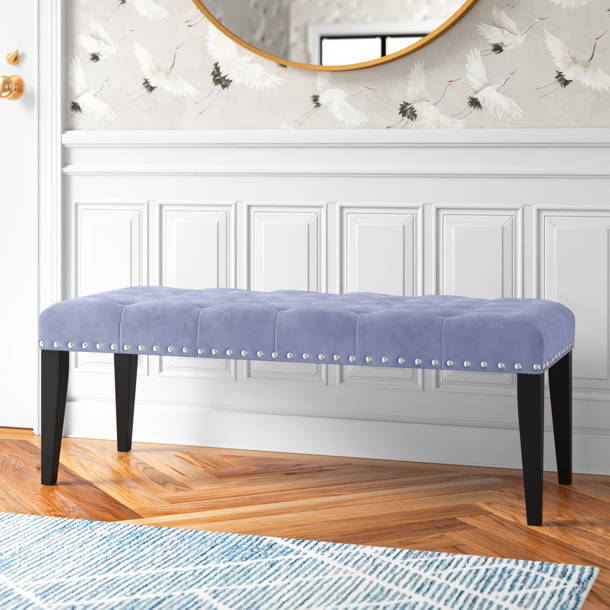House of Hampton® Boyne Upholstered Tufted Velvet Bench With Nailhead ...