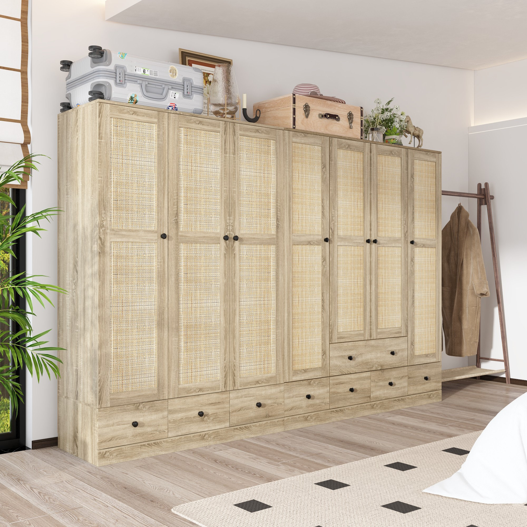 Bay Isle Home™ Bedroom Set With 2 Rustic Wardrobes | Wayfair