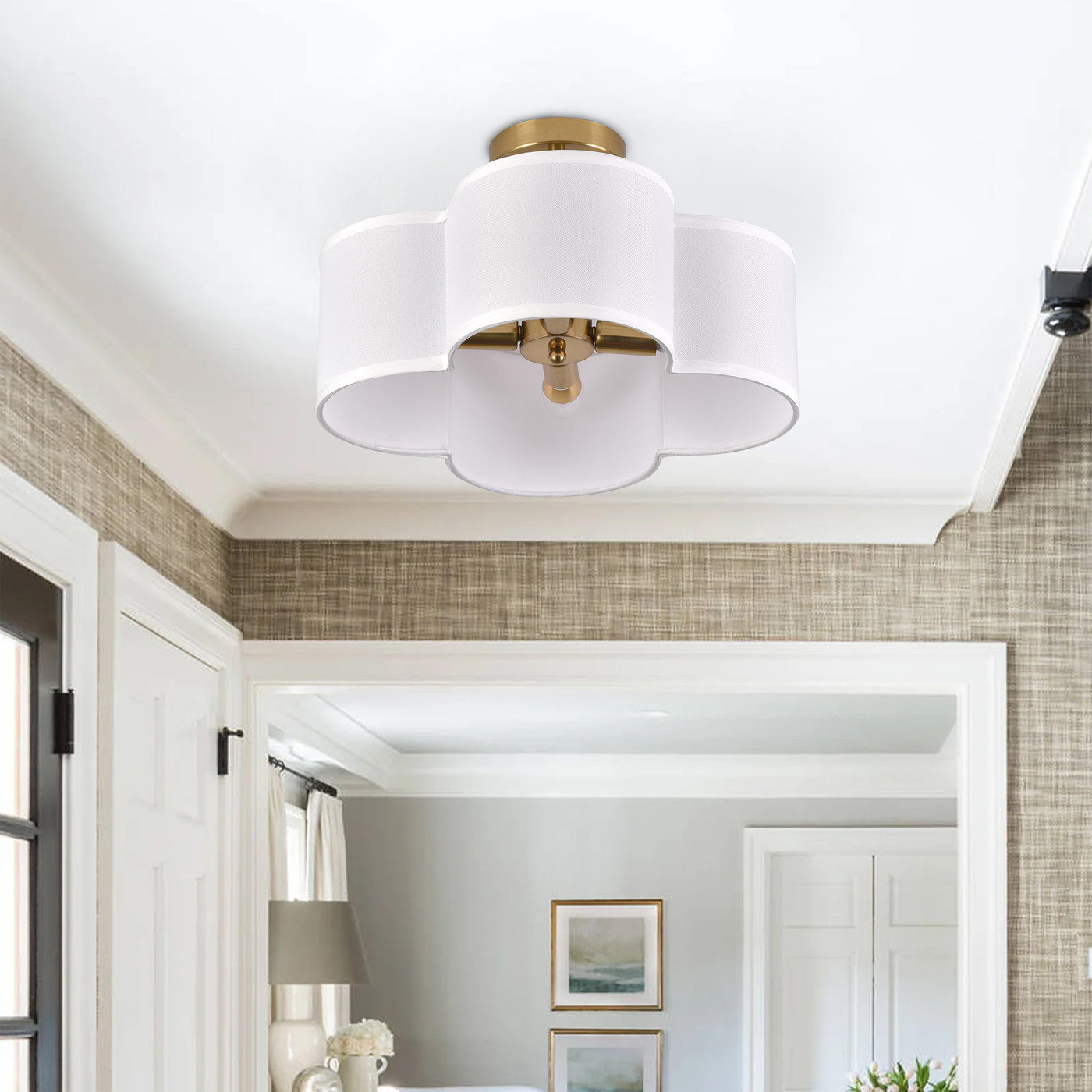 Mercer41 4-Lamp Golden Flower shaped Adjustable Iron Ceiling Light ...