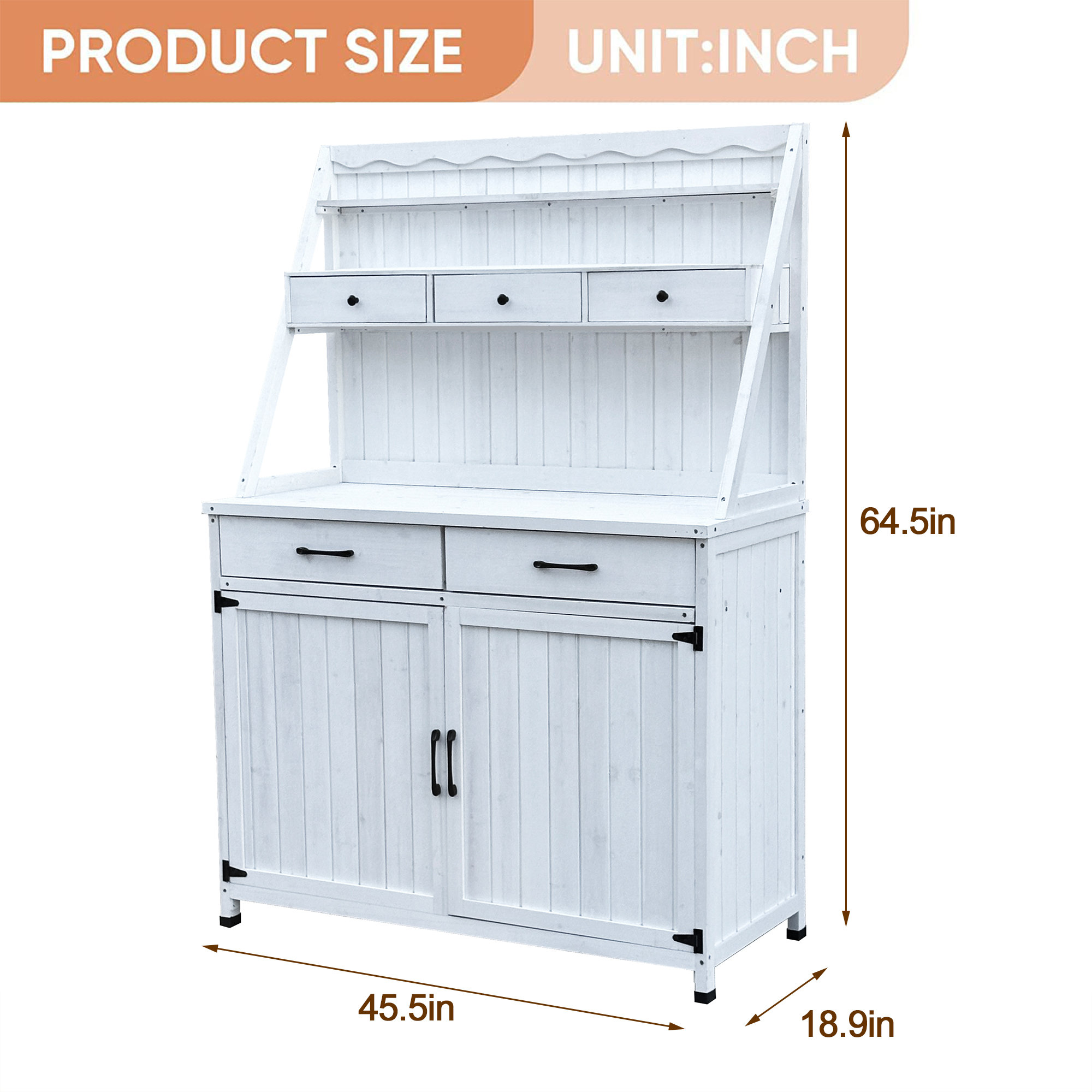 One Allium Way® White Farmhouse Outdoor Potting Bench, Solid Fir Wood ...