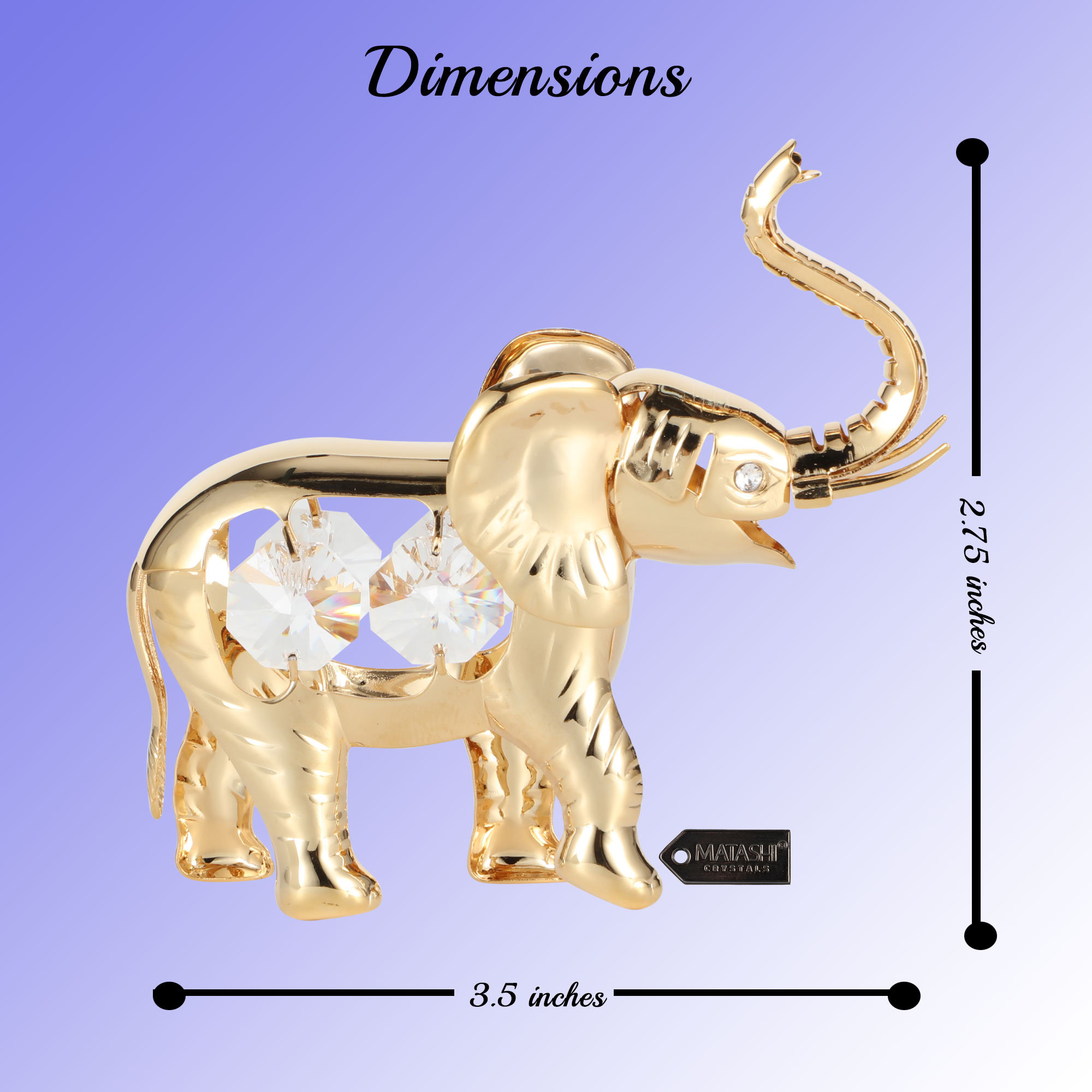 Matashi Crystal Matashi 24k Gold Plated Crystal Studded Elephant ...