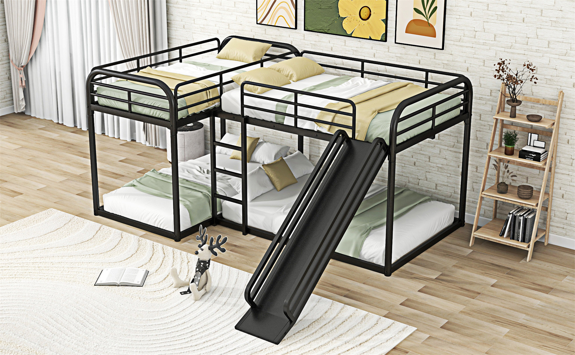 Isabelle & Max™ L-Shaped Bunk Bed With Slide And Short Ladder | Wayfair