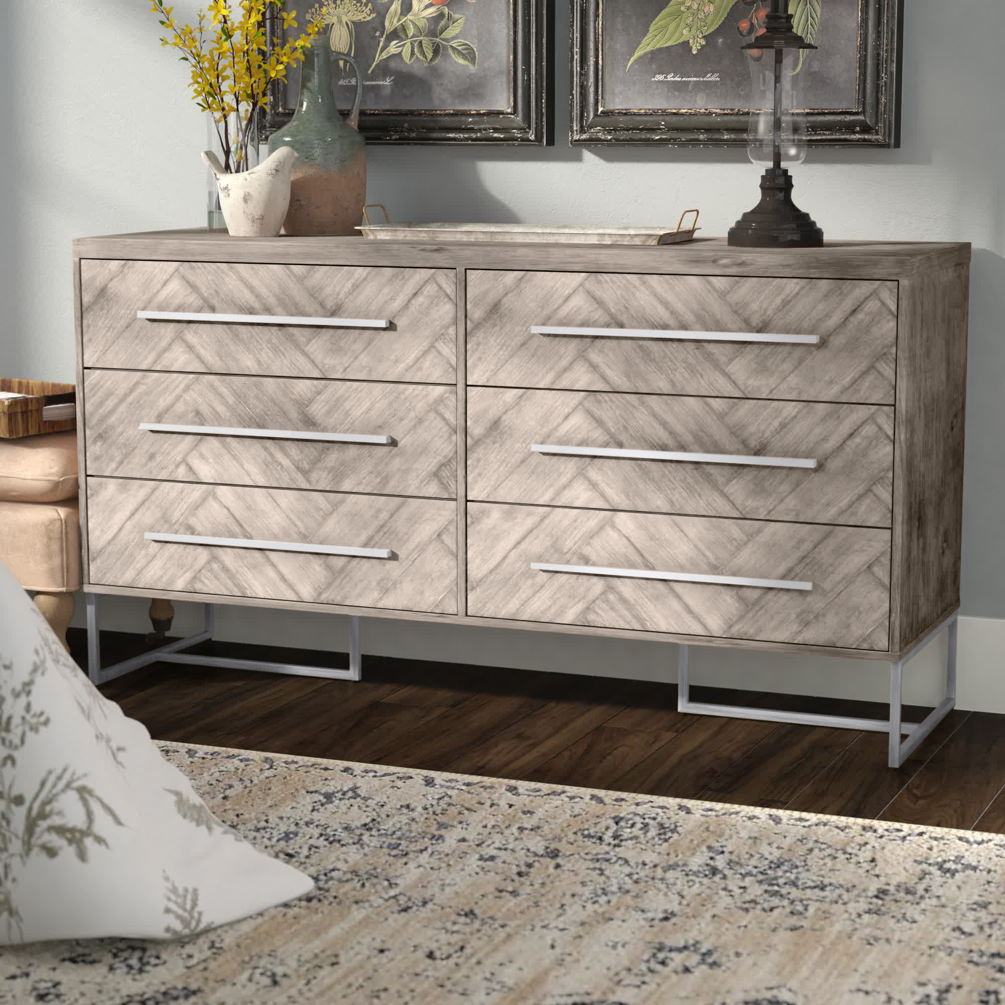 Three Posts Bobby 6 Drawer 62" W Double Dresser & Reviews - Wayfair Canada