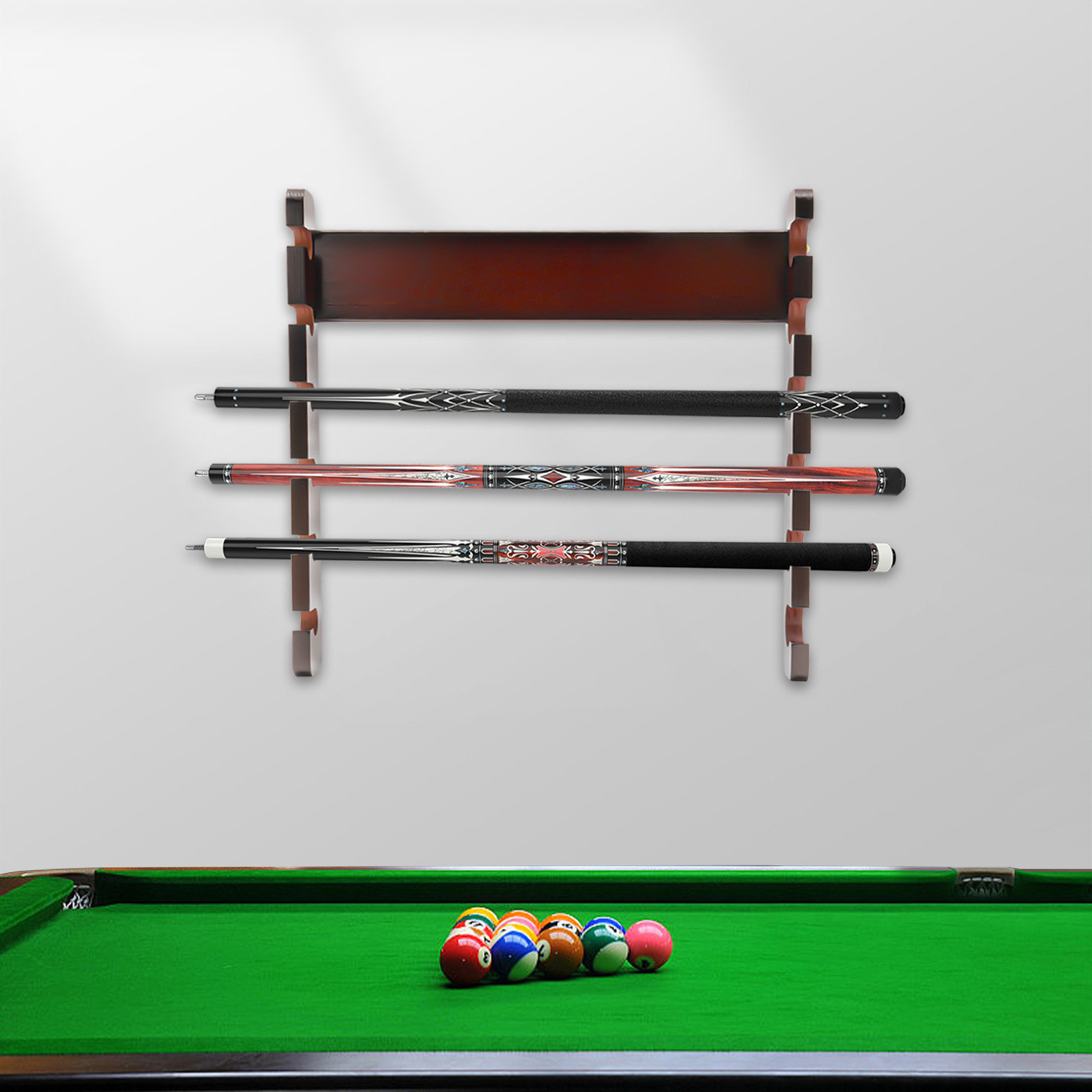 YaoTown Wooden 6-Hole Wall Mount Pool Cue Rack - Wayfair Canada