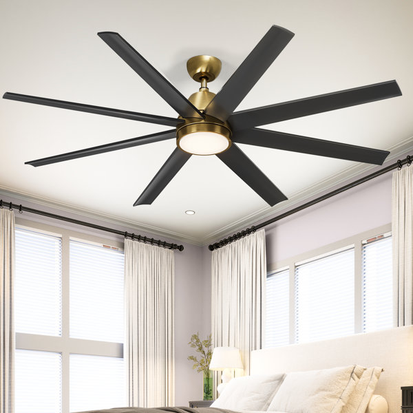 Ebern Designs 65 Inch Ceiling Fan With Light, 8-Blade Modern Large ...