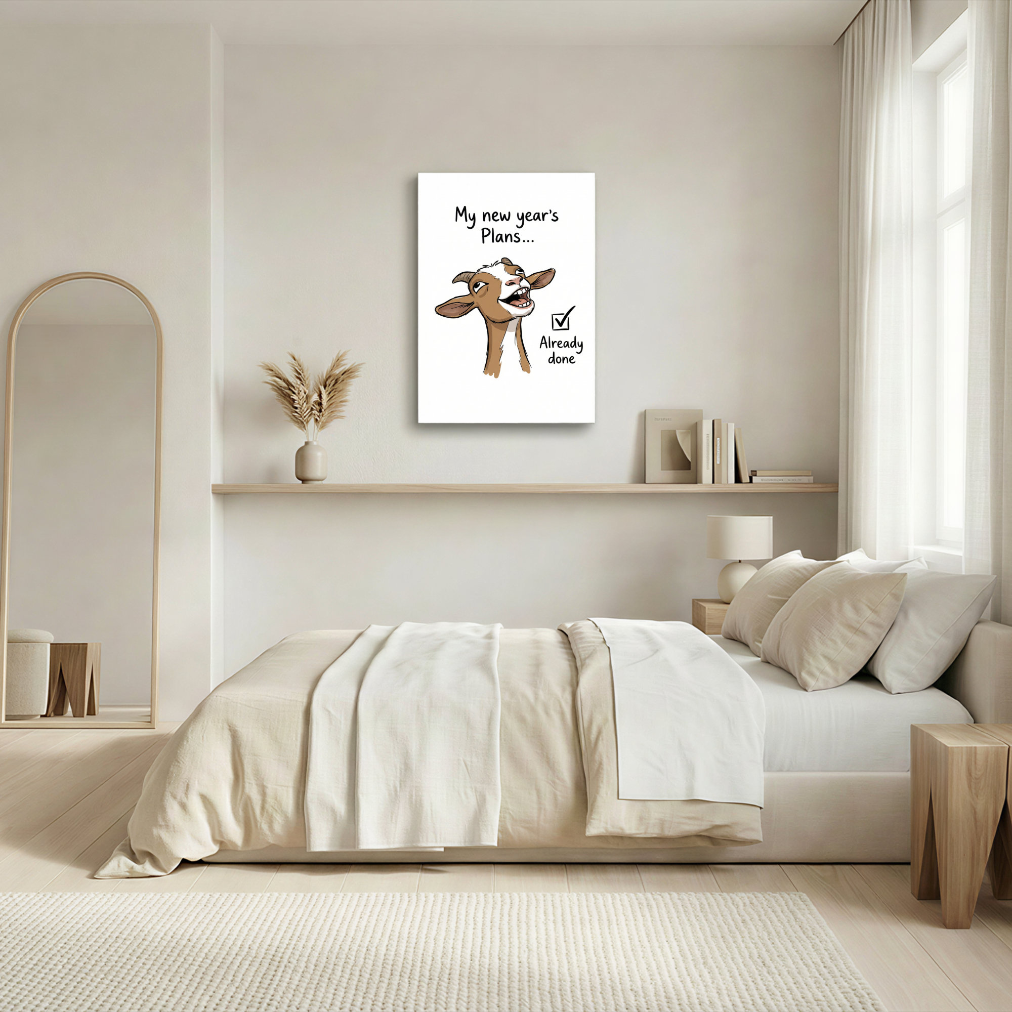 Winston Porter Goat Cartoon New Years Plans Already Done Canvas Wrapped ...