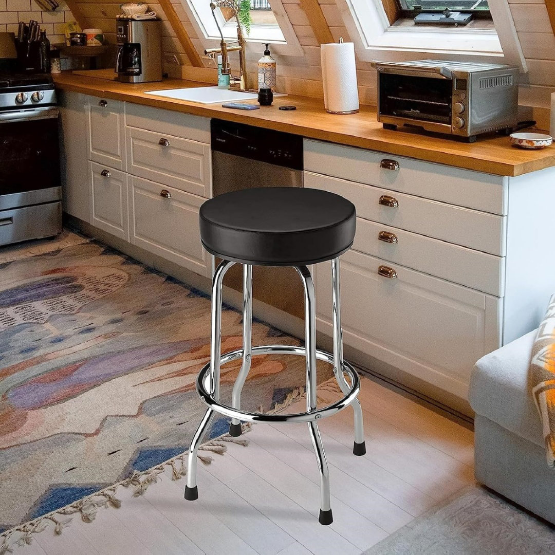 Hokku Designs Swivel Bar Stool: Padded Garage/Shop Seat With Chrome ...
