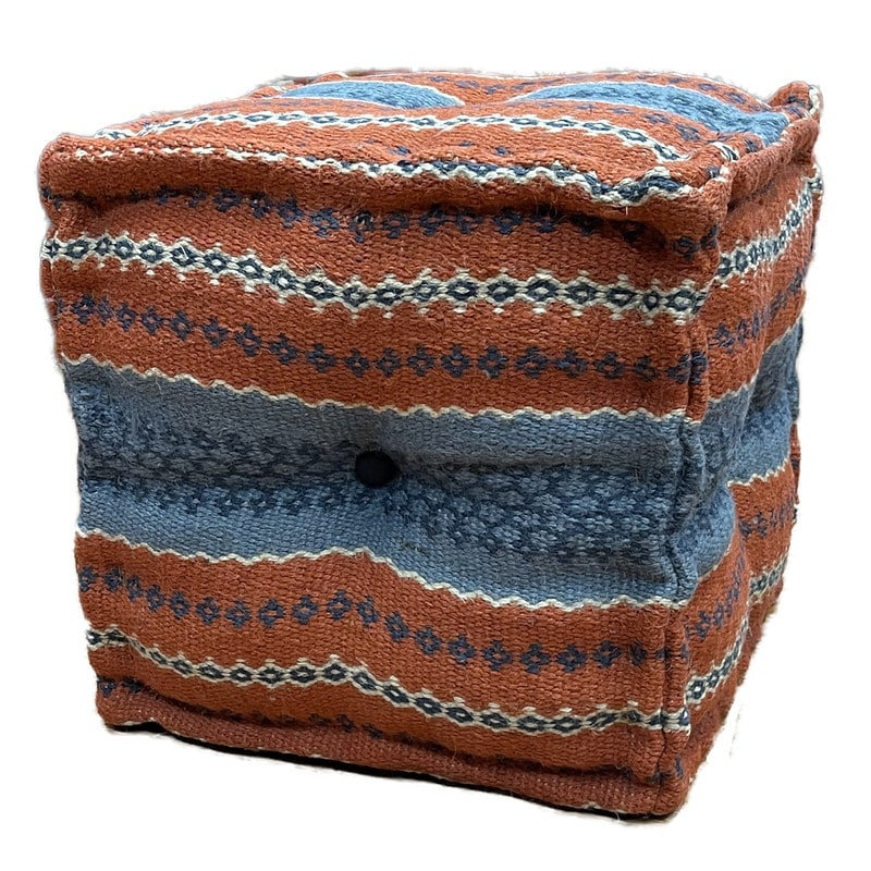 Union Rustic Jawann 15" Wide Tufted Square Geometric Pouf Ottoman | Wayfair