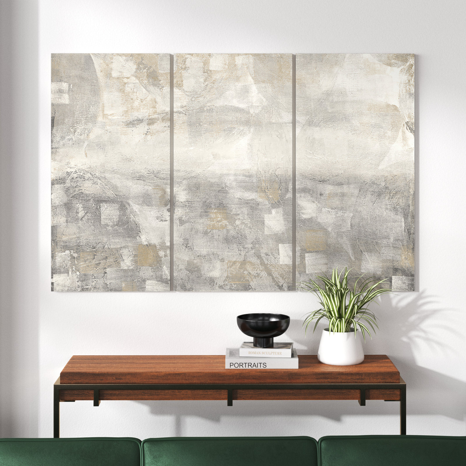 The Twillery Co. Gray Abstract Watercolor - 3 Piece Wrapped Canvas ...